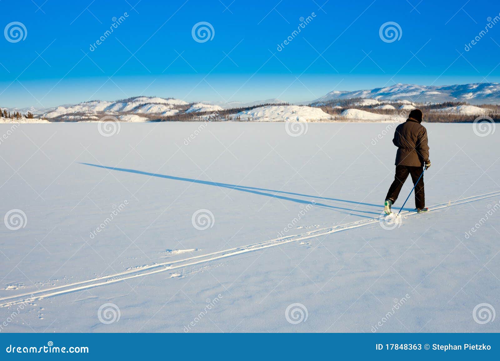 Cross-Country Skier Long Shadow Stock Image - Image of season, skier ...