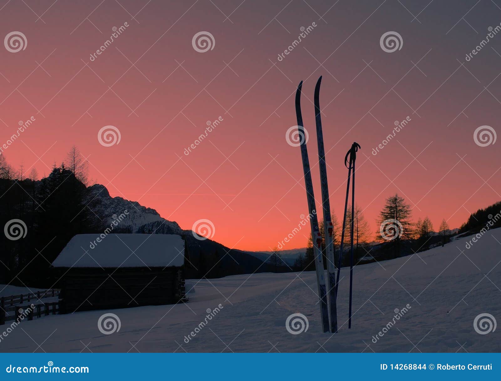 Cross country at sunset stock photo. Image of purple - 14268844