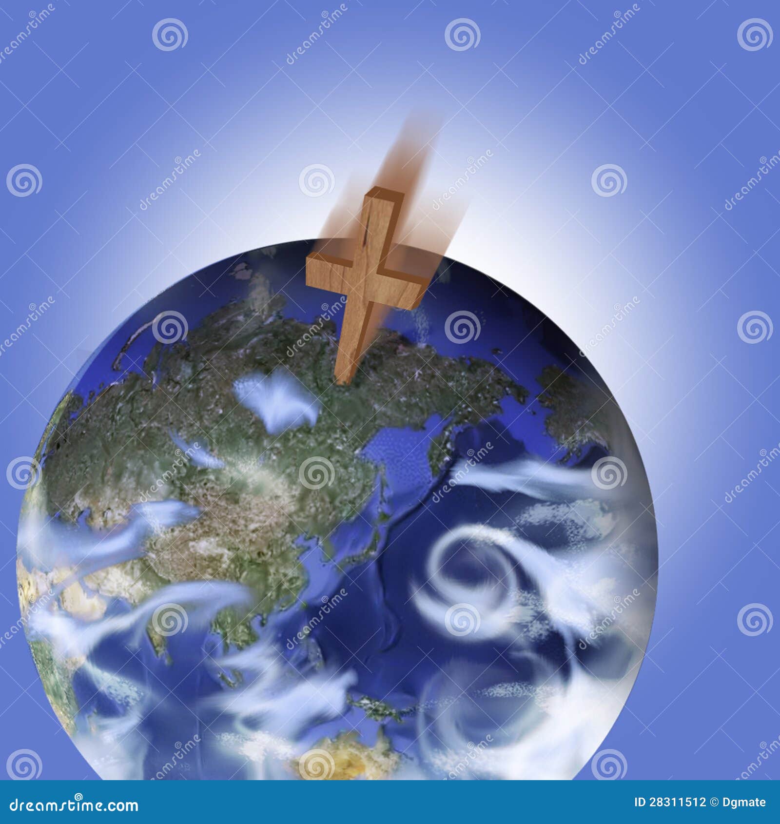 Cross crashing to earth stock illustration. Illustration of cross ...