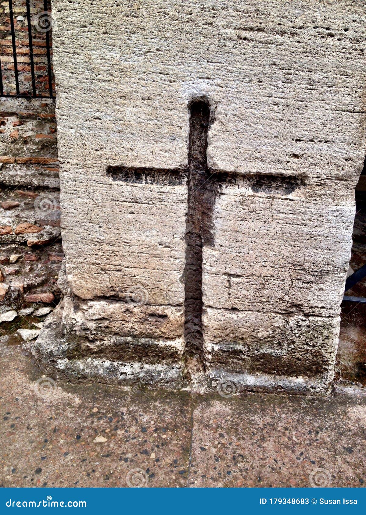 Cross stock image. Image of etched, close, ground, wall - 179348683