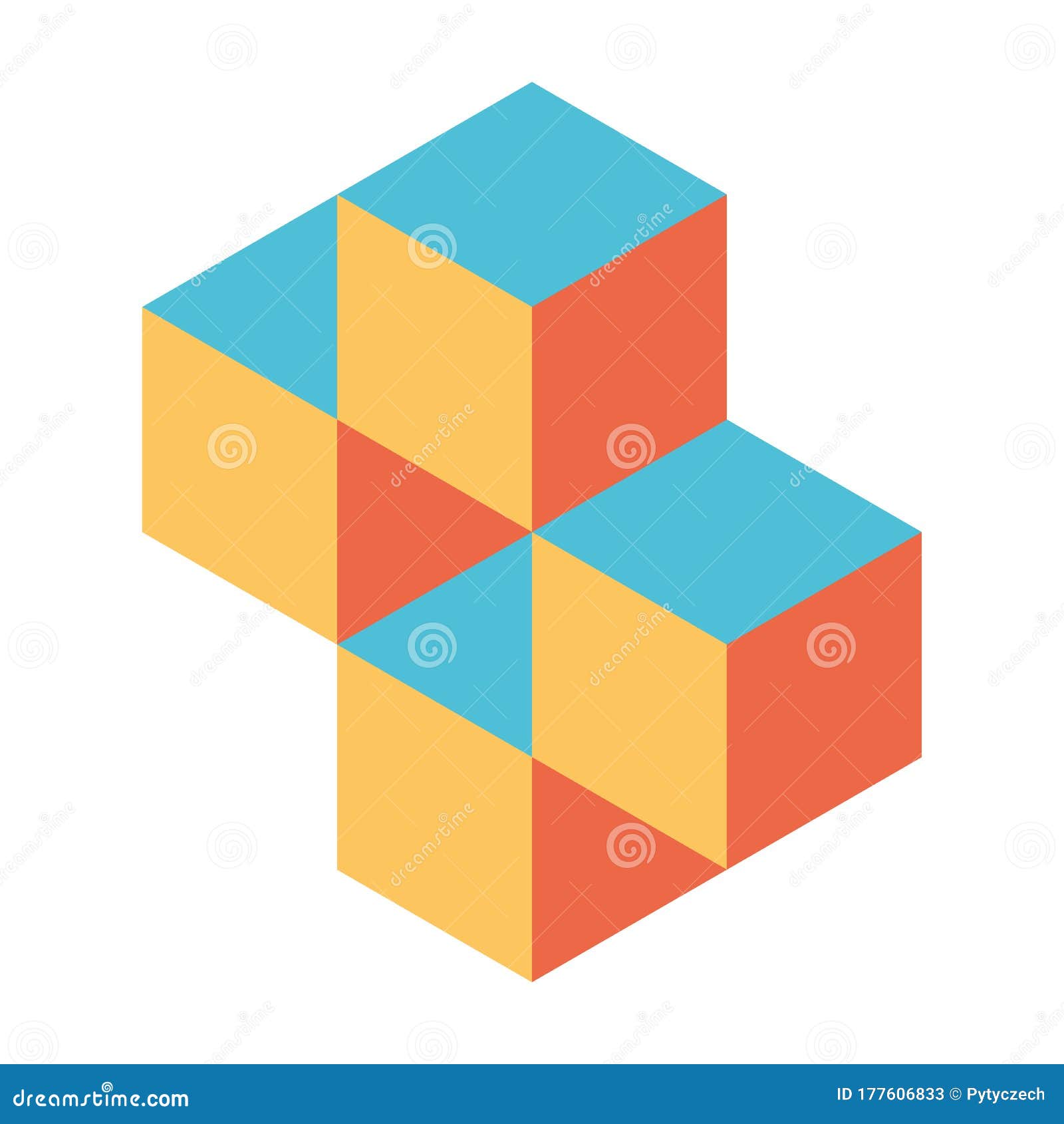 Cross of Cubes. Retro Colored Stock Vector - Illustration of graph ...