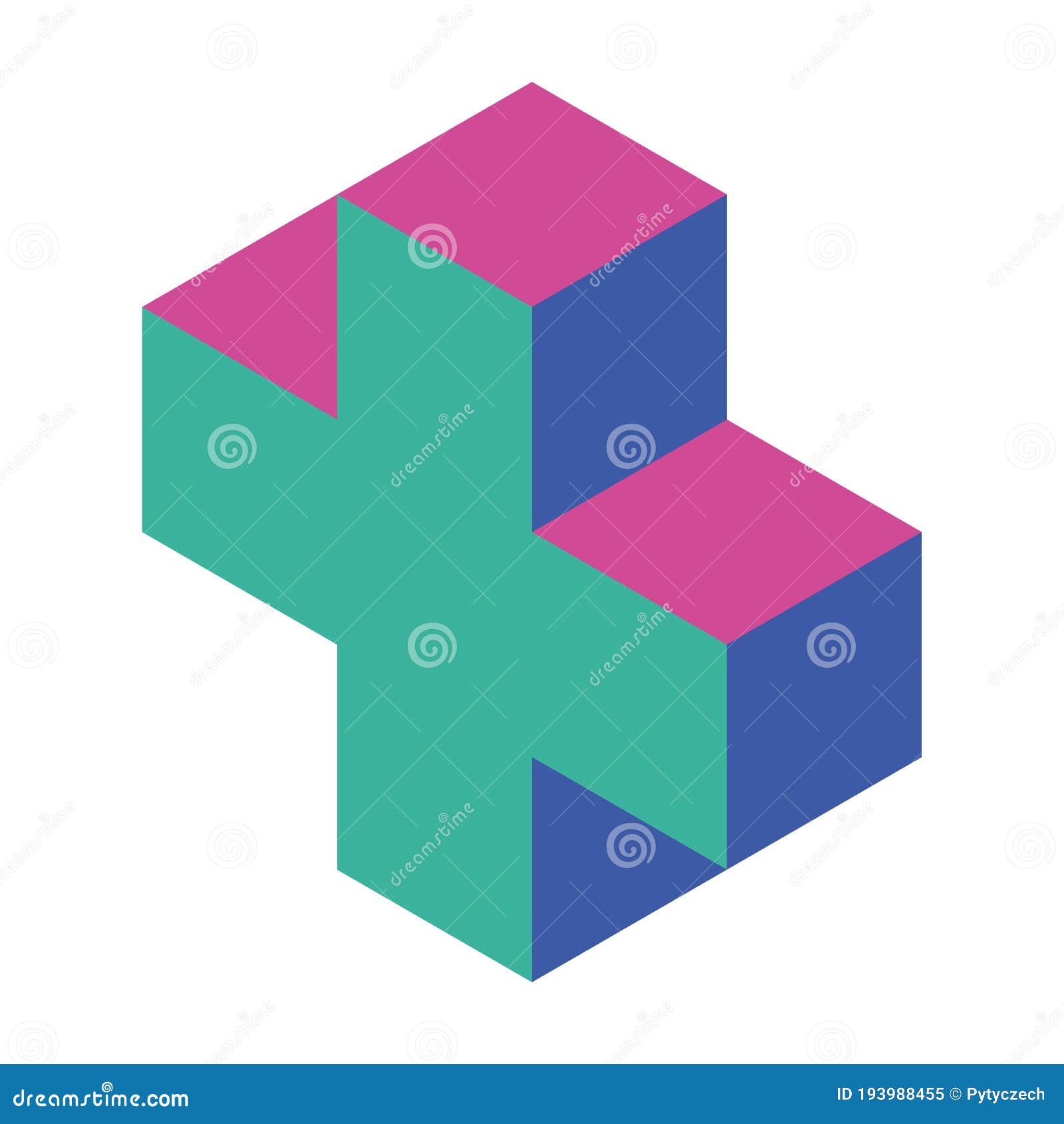 Cross of Cubes. Retro Colored Stock Vector - Illustration of plan ...