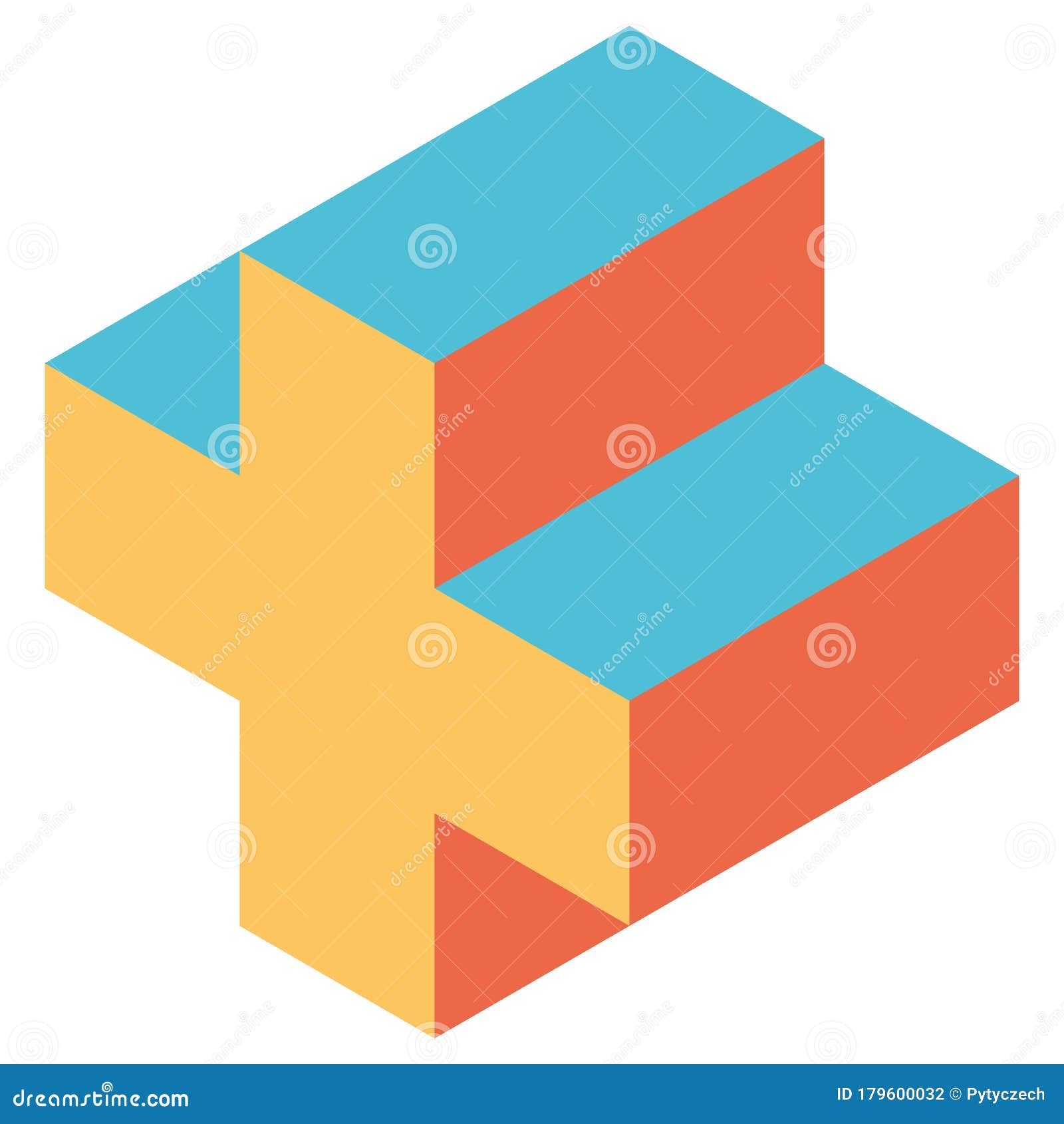Cross of Cubes. Retro Colored Stock Vector - Illustration of isometry ...