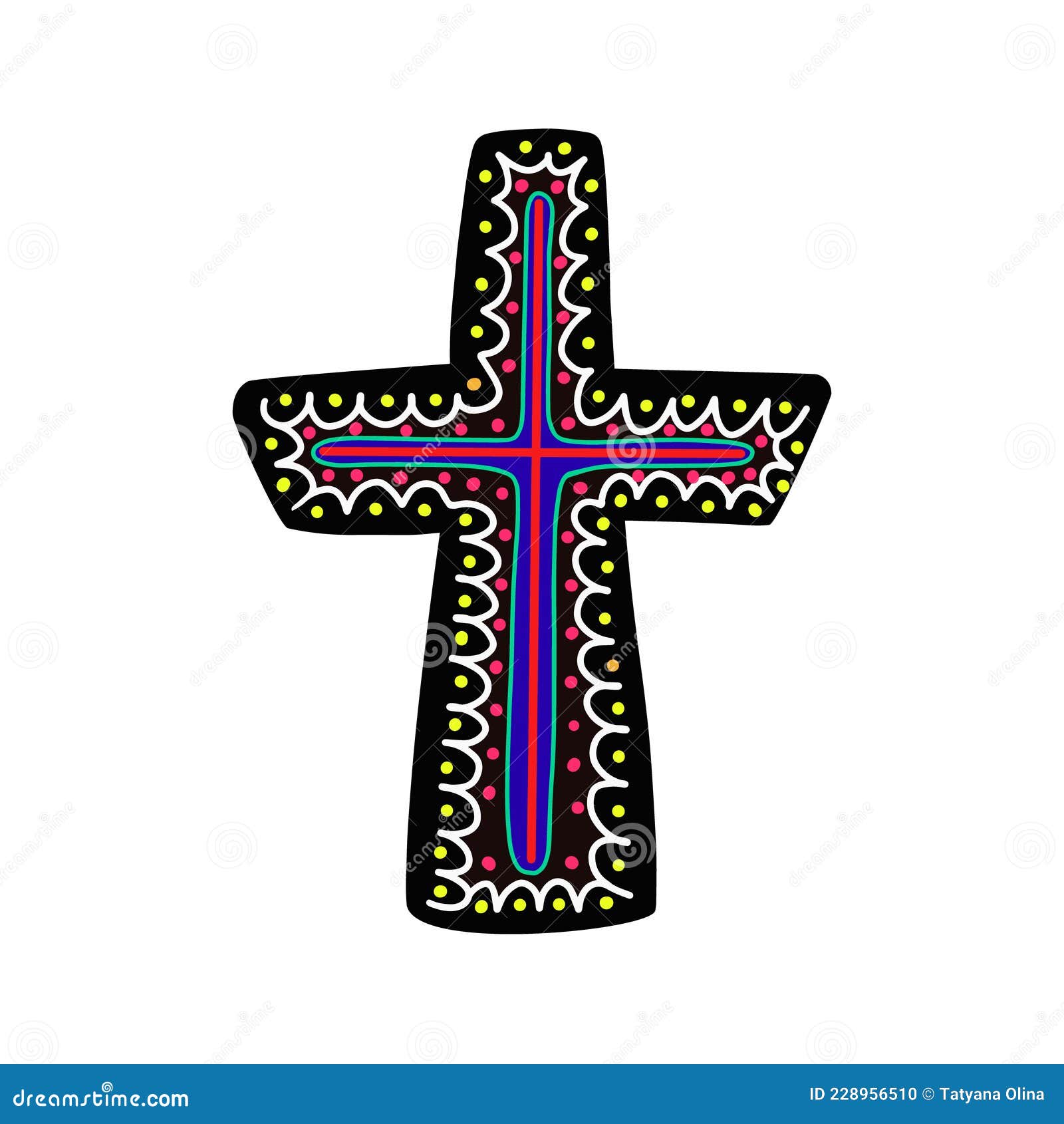 Cross, Decorated with Ethnic Pattern Stock Vector - Illustration of ...