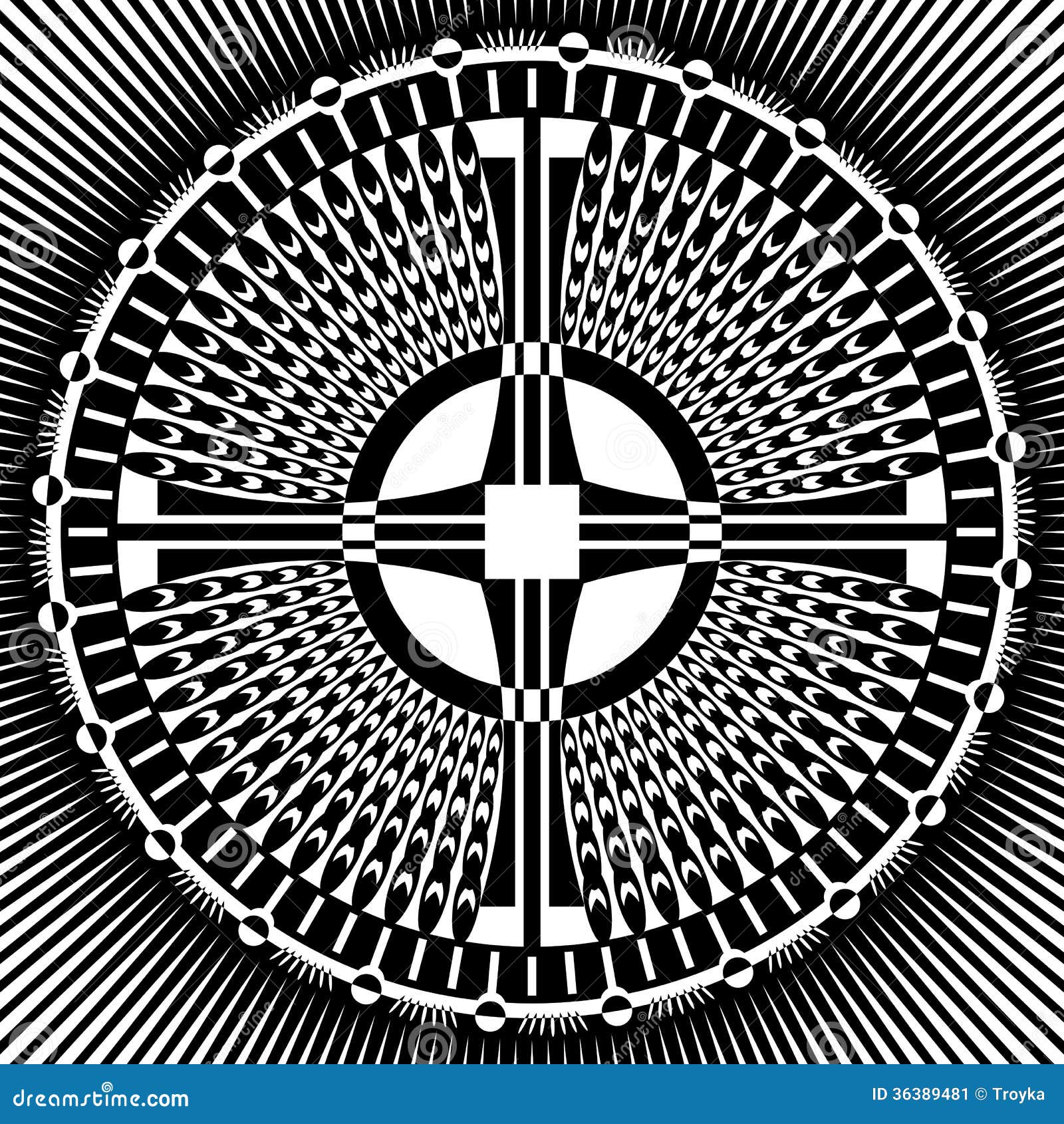 Cross in Decorative Circle Pattern. Stock Vector - Illustration of ...