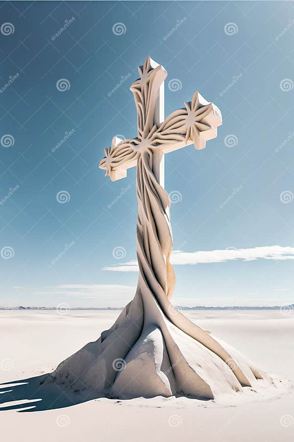Cross in the Desert. 3d Render. Computer Generated Image Stock ...