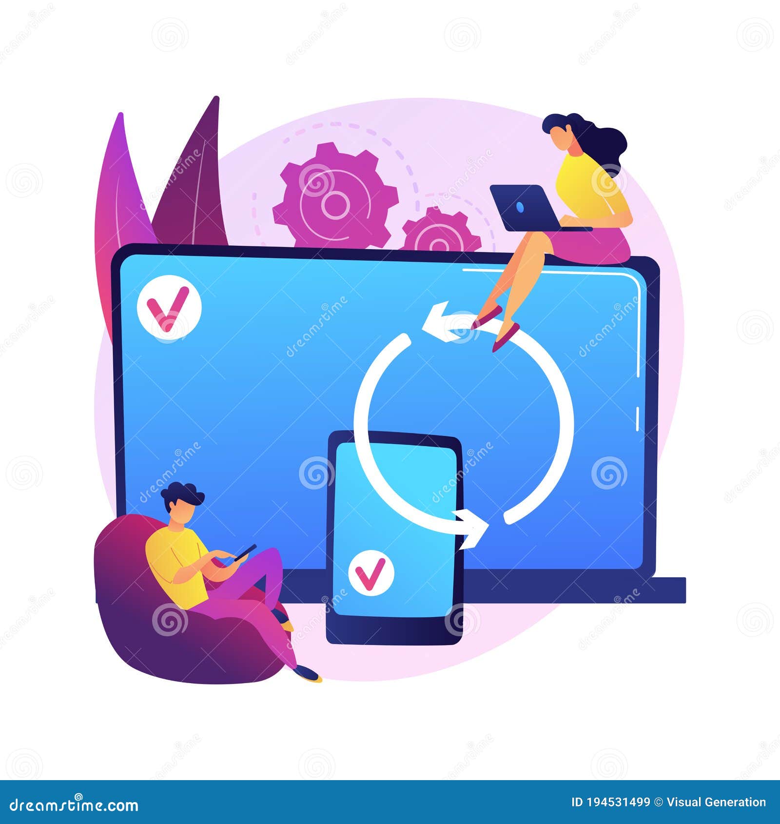 Cross-device Syncing Abstract Concept Vector Illustration. Stock Vector ...