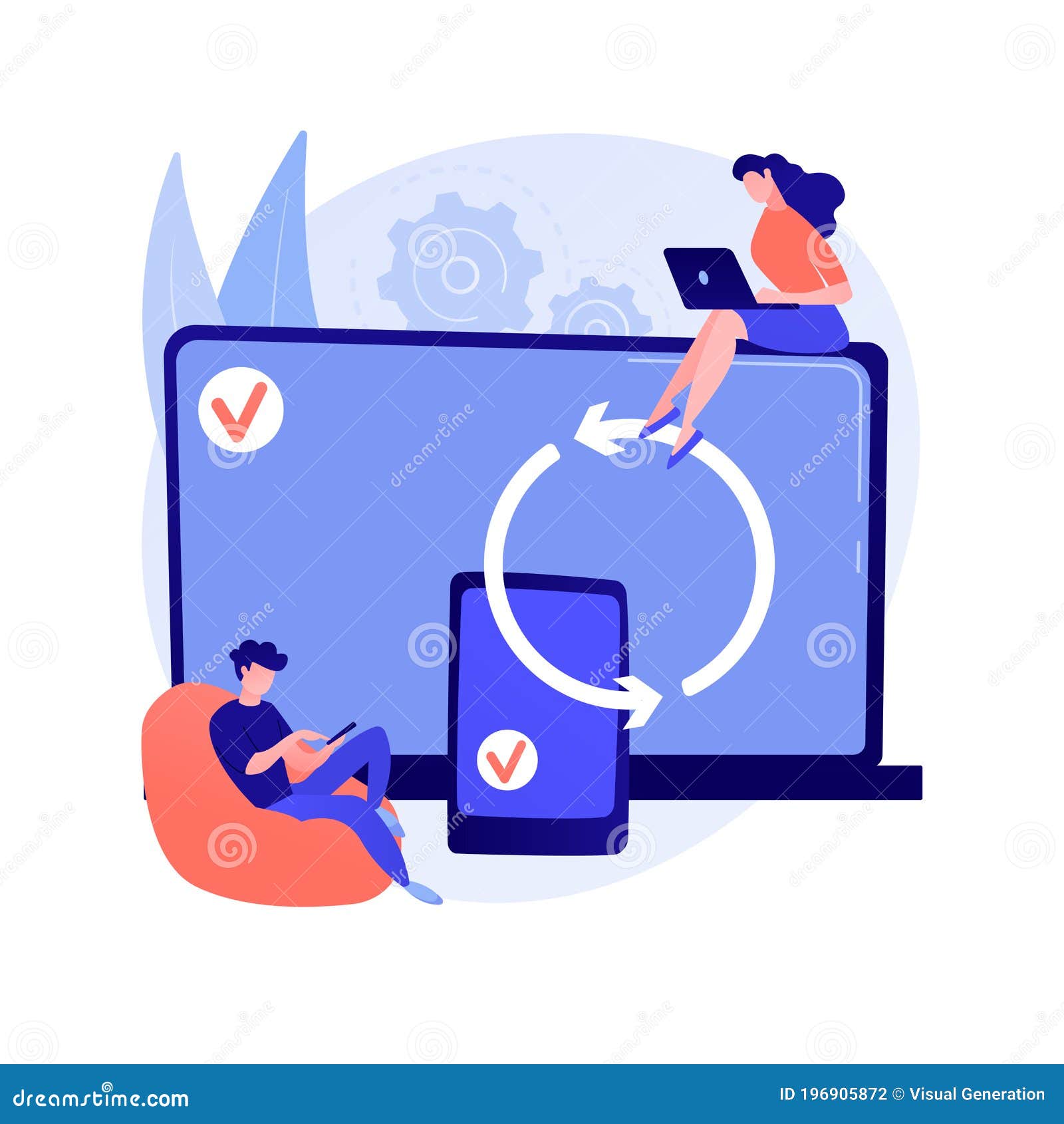 Cross-device Syncing Abstract Concept Vector Illustration. Stock Vector ...