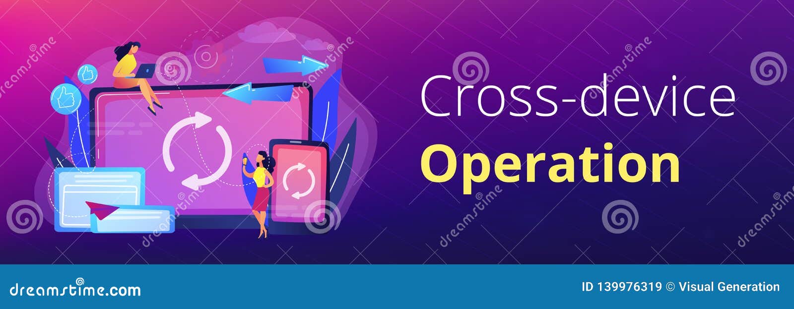 Cross-device Syncing Concept Banner Header. Stock Vector - Illustration ...
