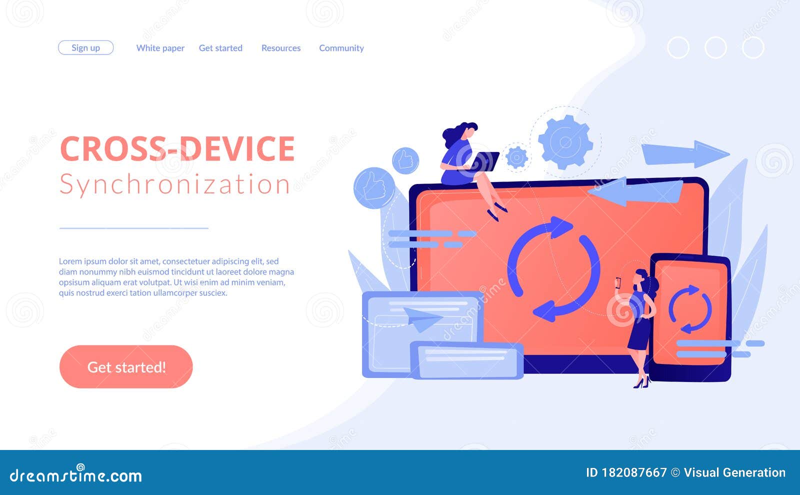Cross-device Syncing Concept Landing Page. Stock Vector - Illustration ...