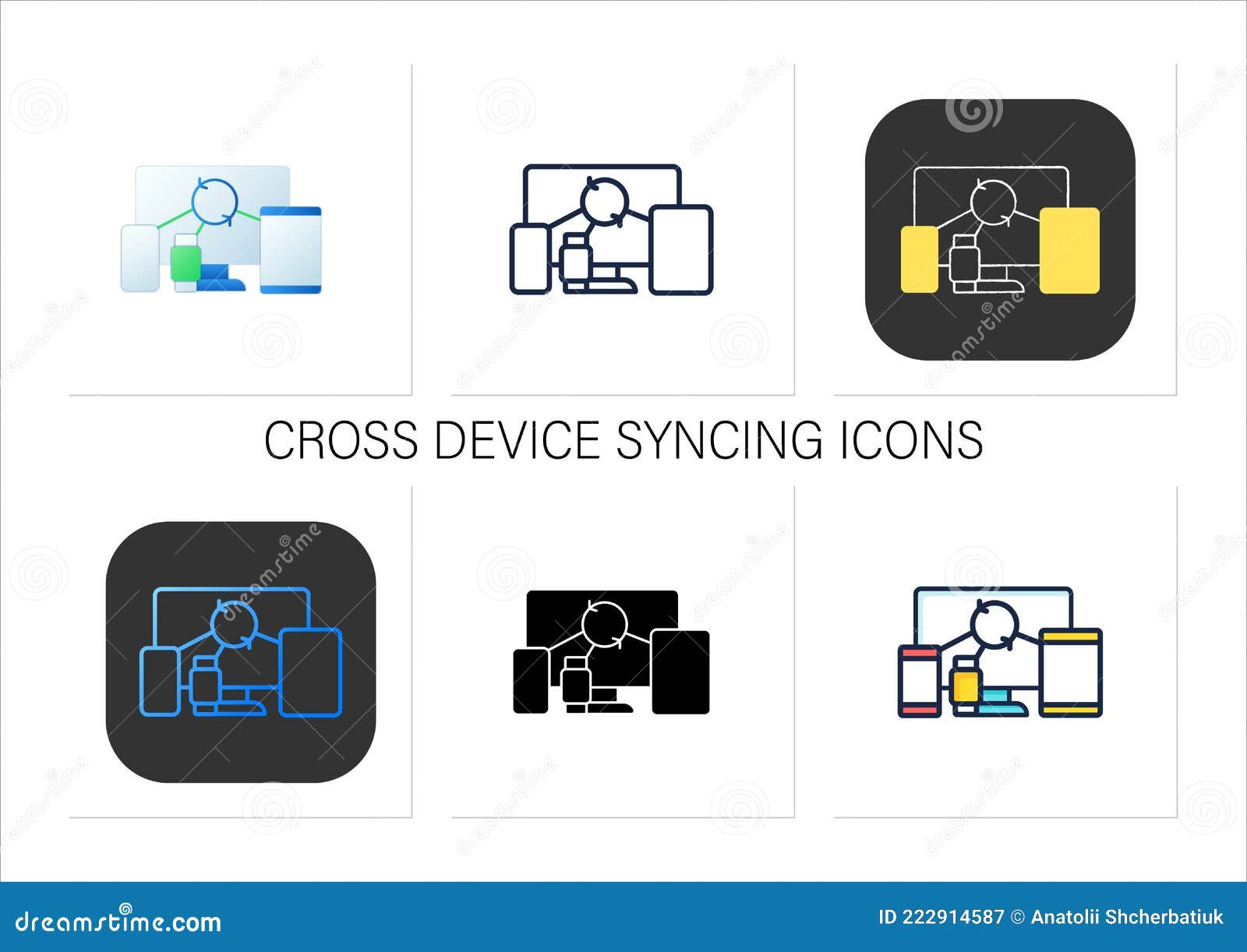 Cross Device Syncing Icons Set Stock Vector - Illustration of digital ...