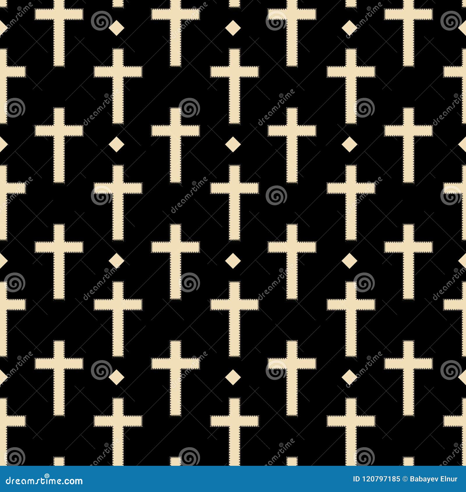 Cross with Diamonds Pattern Seamless in Simple Style Vector ...