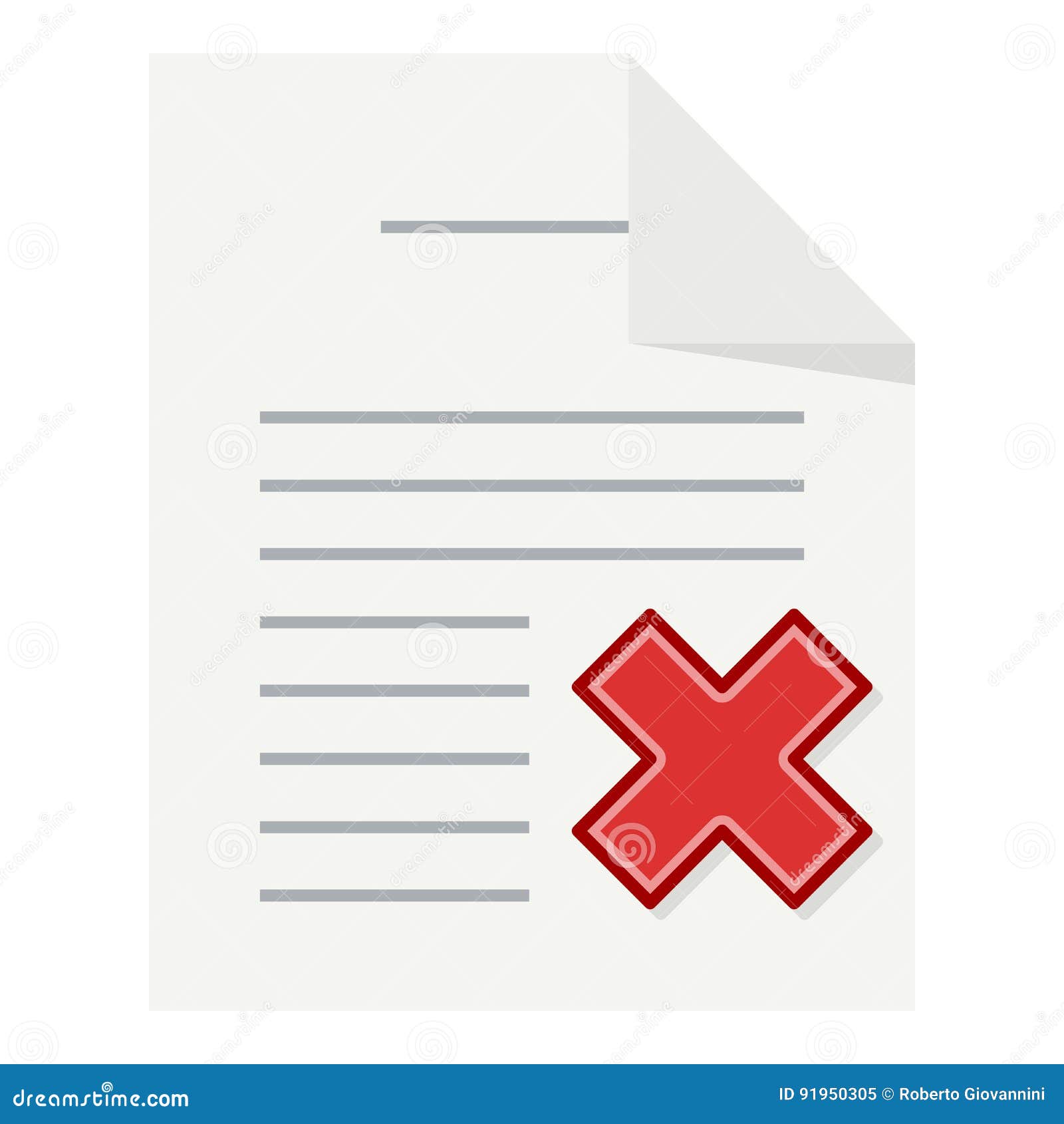 Cross Document Flat Icon Isolated on White Stock Vector - Illustration ...