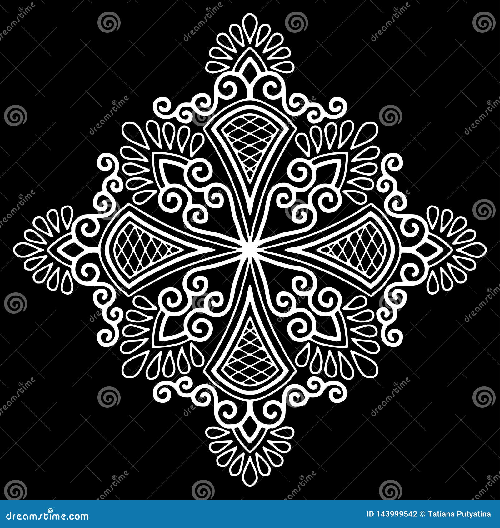 Cross Doodle Black and White Stock Illustration - Illustration of ...