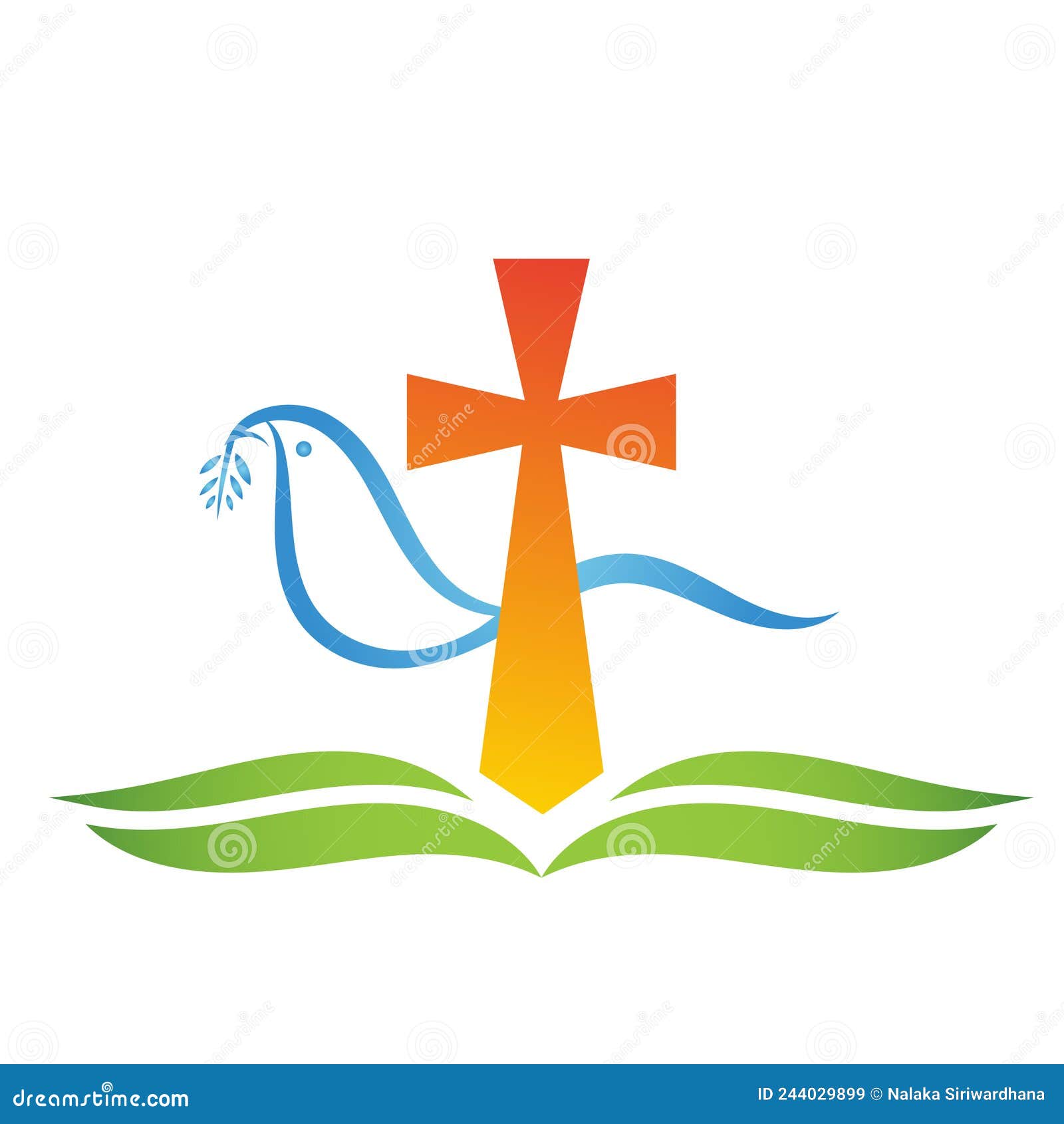 Cross with Dove and Bible Logo Icon. Stock Vector - Illustration of ...