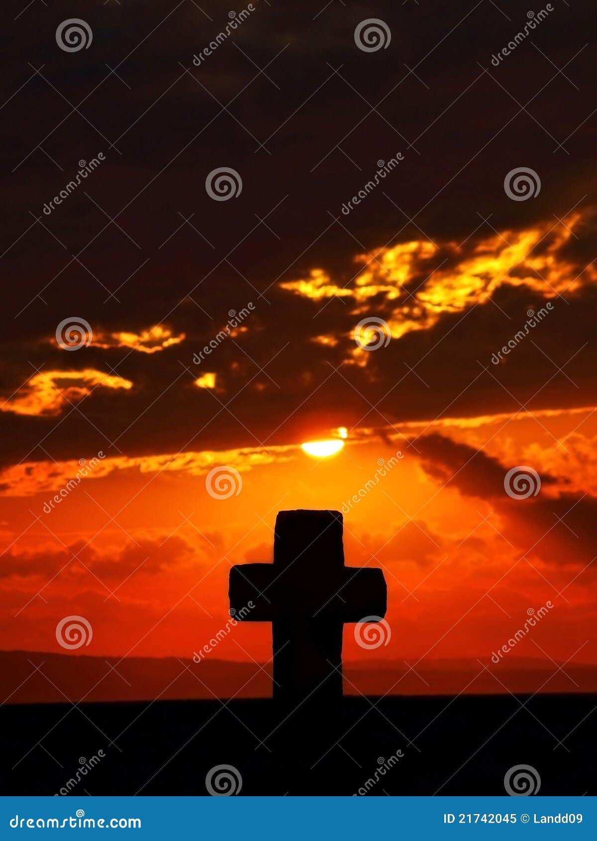 Cross at dramatic sunset stock image. Image of blessing - 21742045