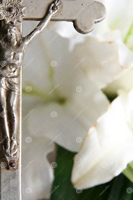 Cross and easter lilies stock photo. Image of lilies, flower - 2186326