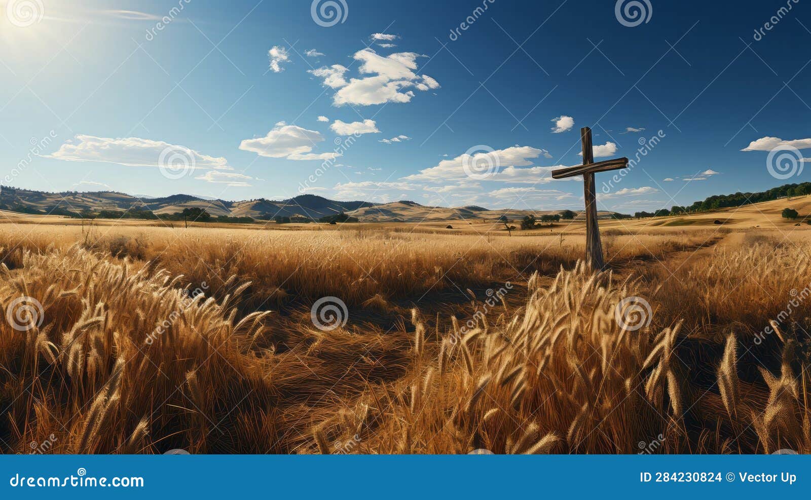 A Cross in a Field. Generative AI. Stock Photo - Image of background ...