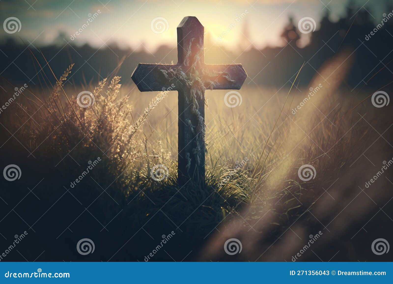 Cross in field stock illustration. Illustration of spiritual - 271356043