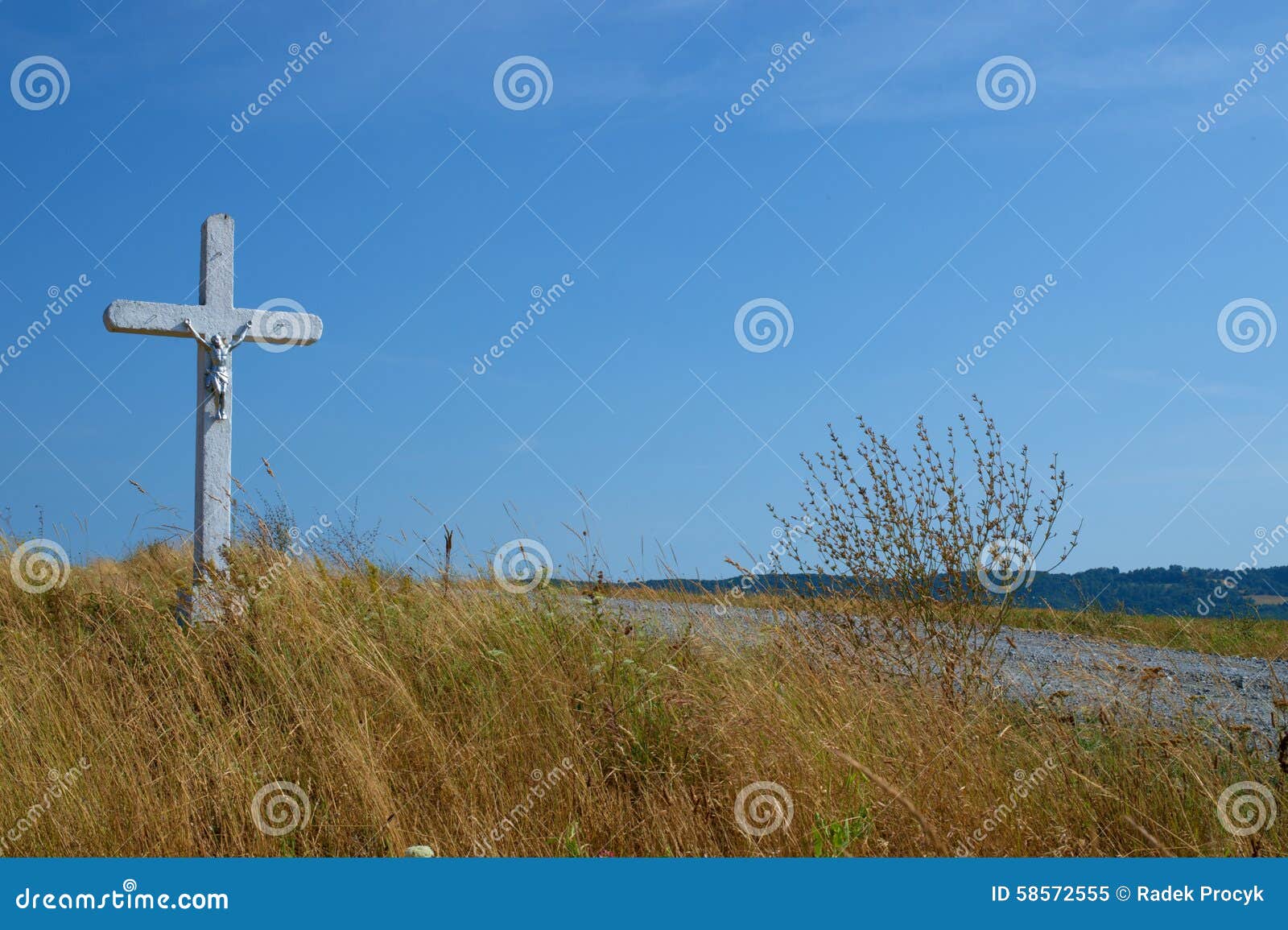 Cross in field stock image. Image of death, light, christ - 58572555