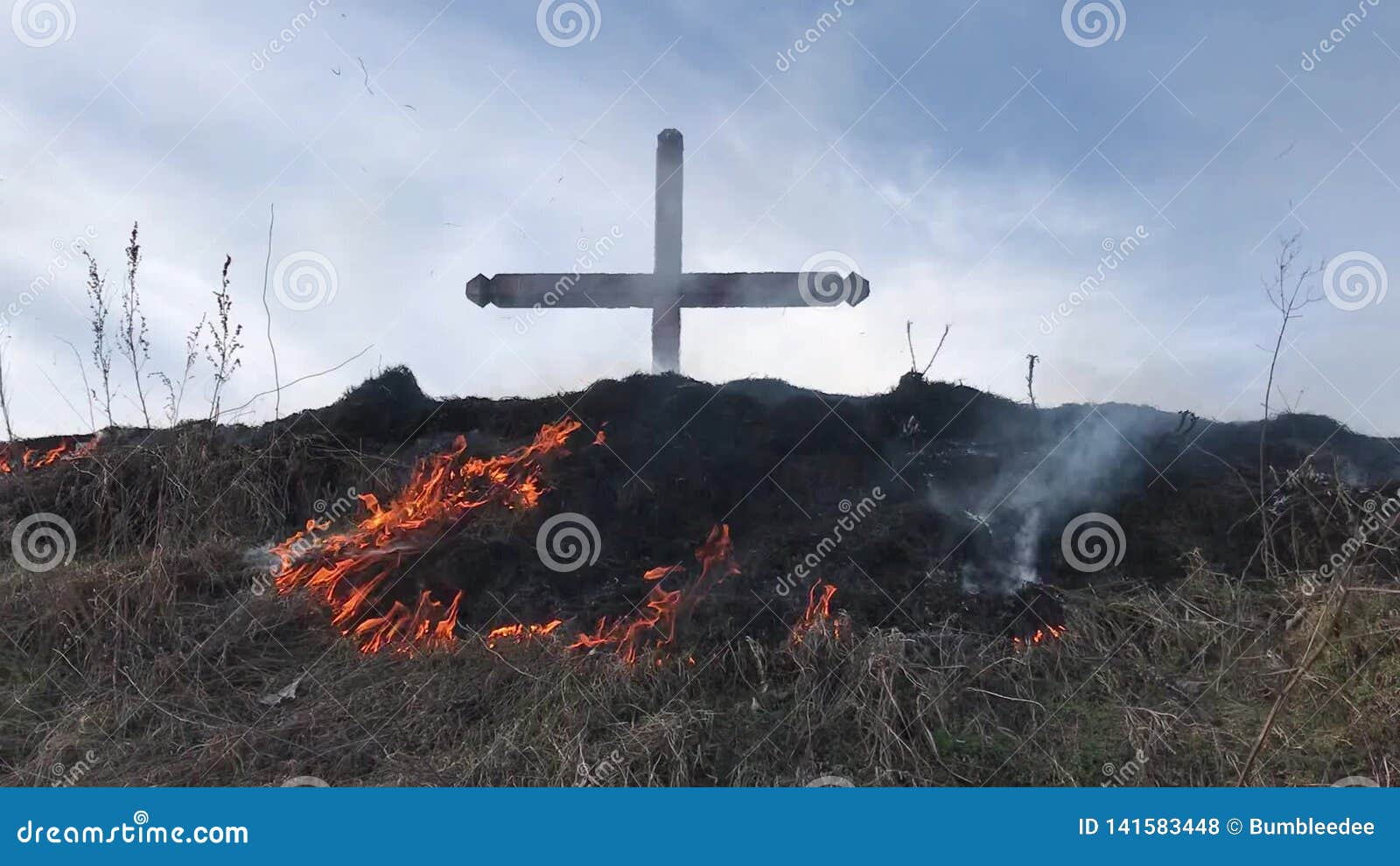 Cross and fire, wildfire, stock footage. Video of mystic - 141583448