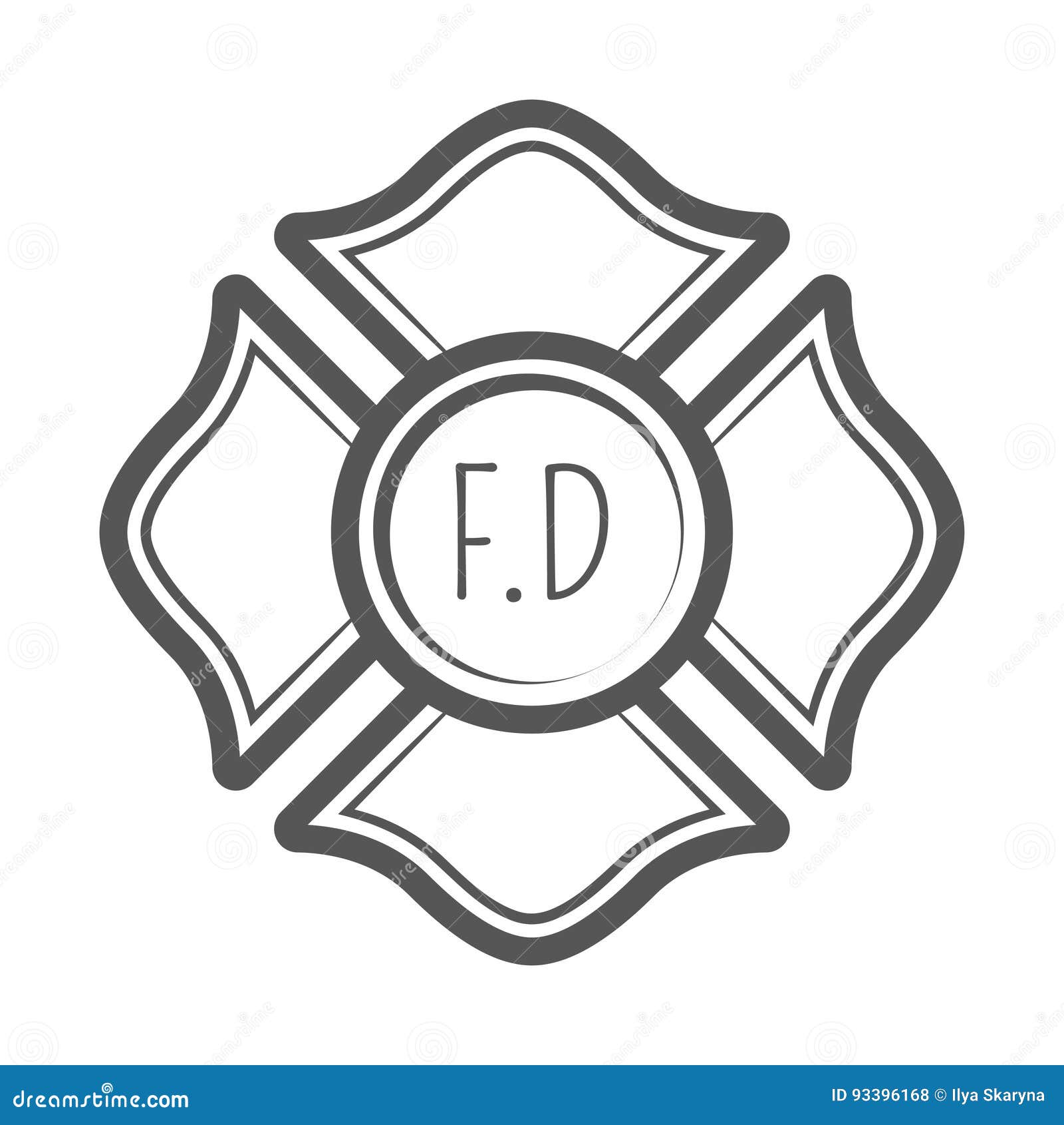 Cross Firefighter Vector Illustration in Monocrome Vintage Style. Stock ...