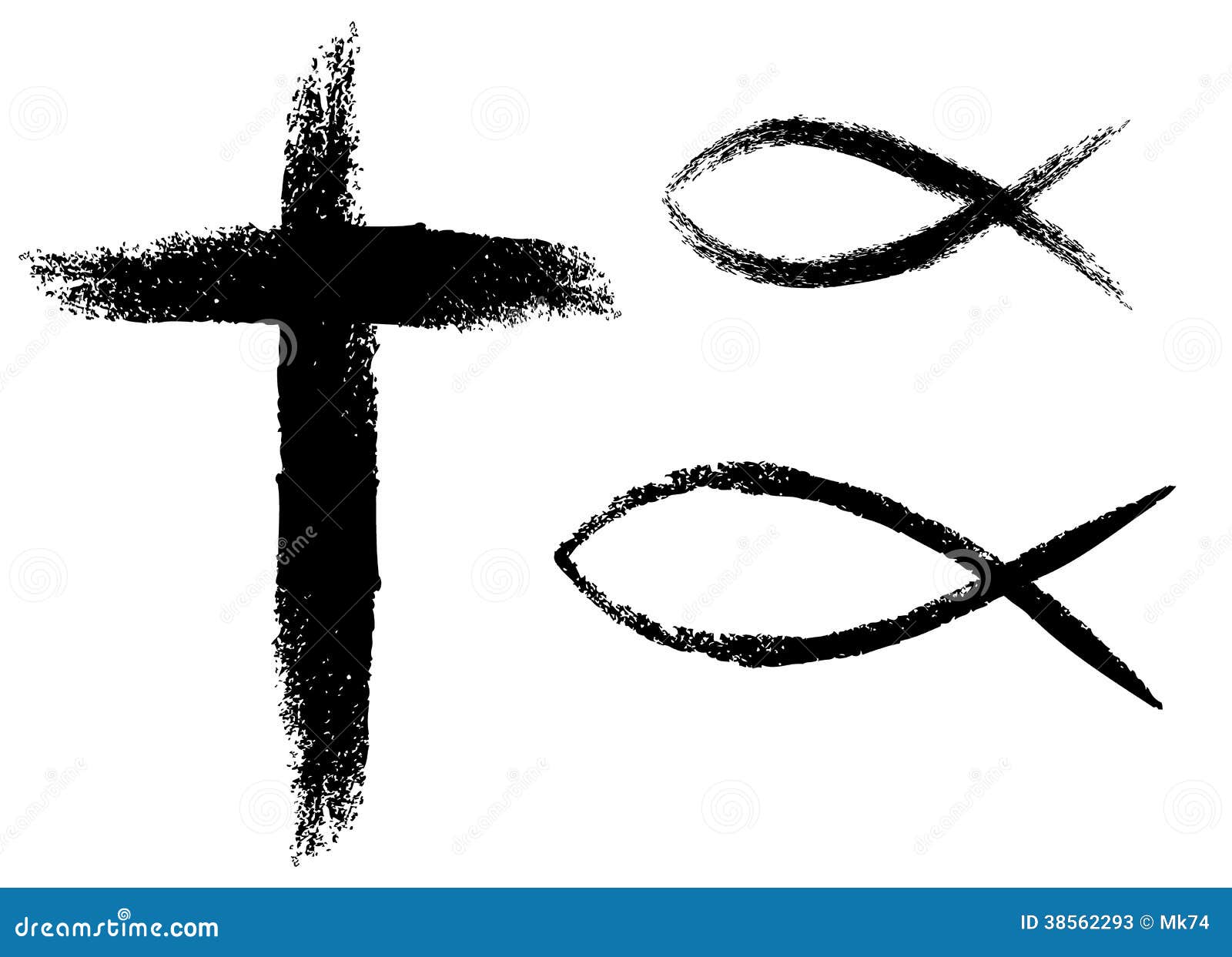 Cross and fish stock vector. Illustration of christianity - 38562293
