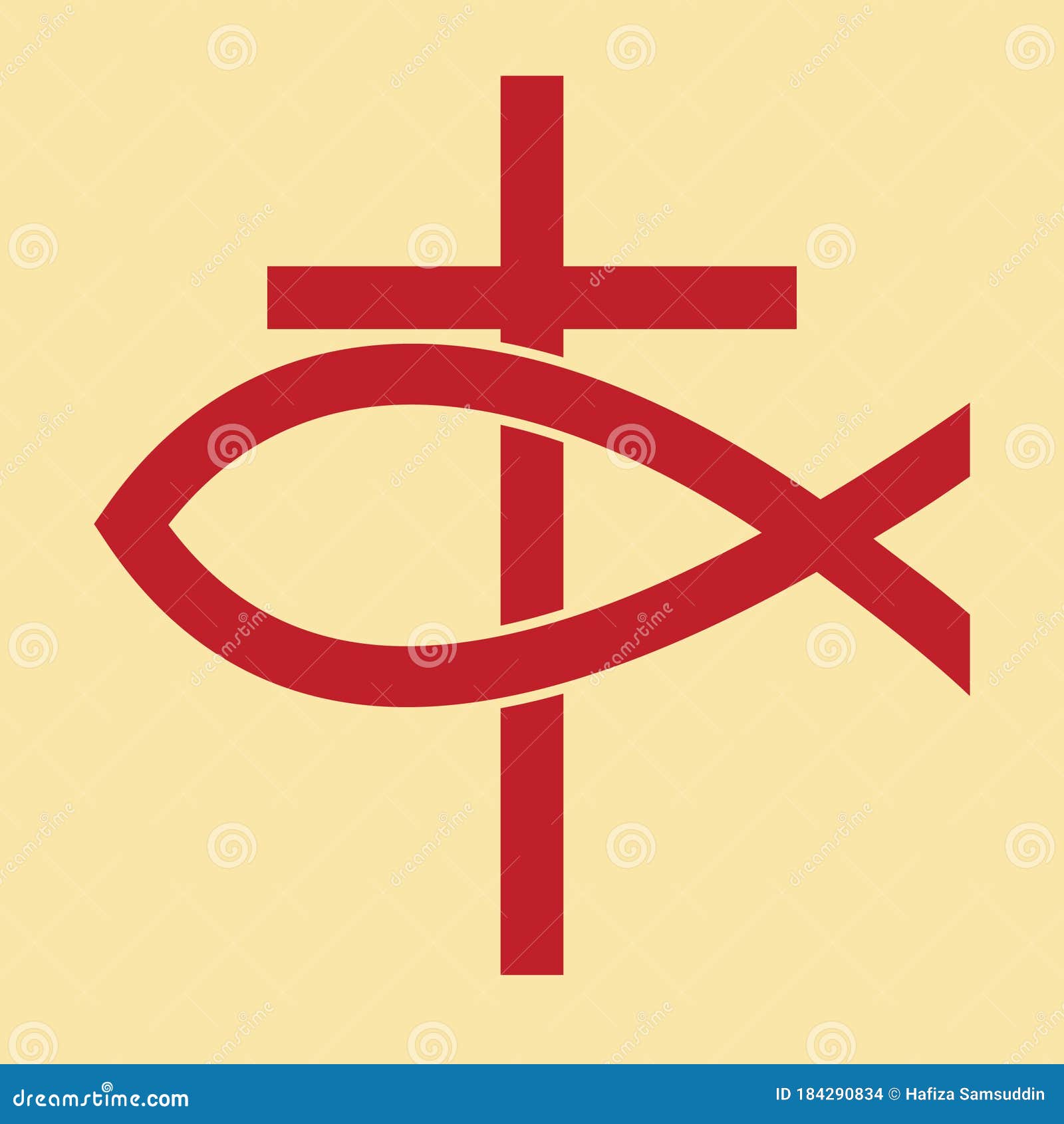 Cross and Fish. Vector Illustration Decorative Background Design Stock ...