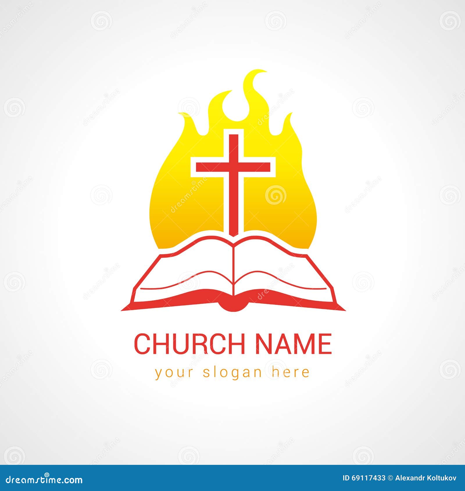 Cross On The Flame Bible Church Logo Cartoon Vector | CartoonDealer.com ...