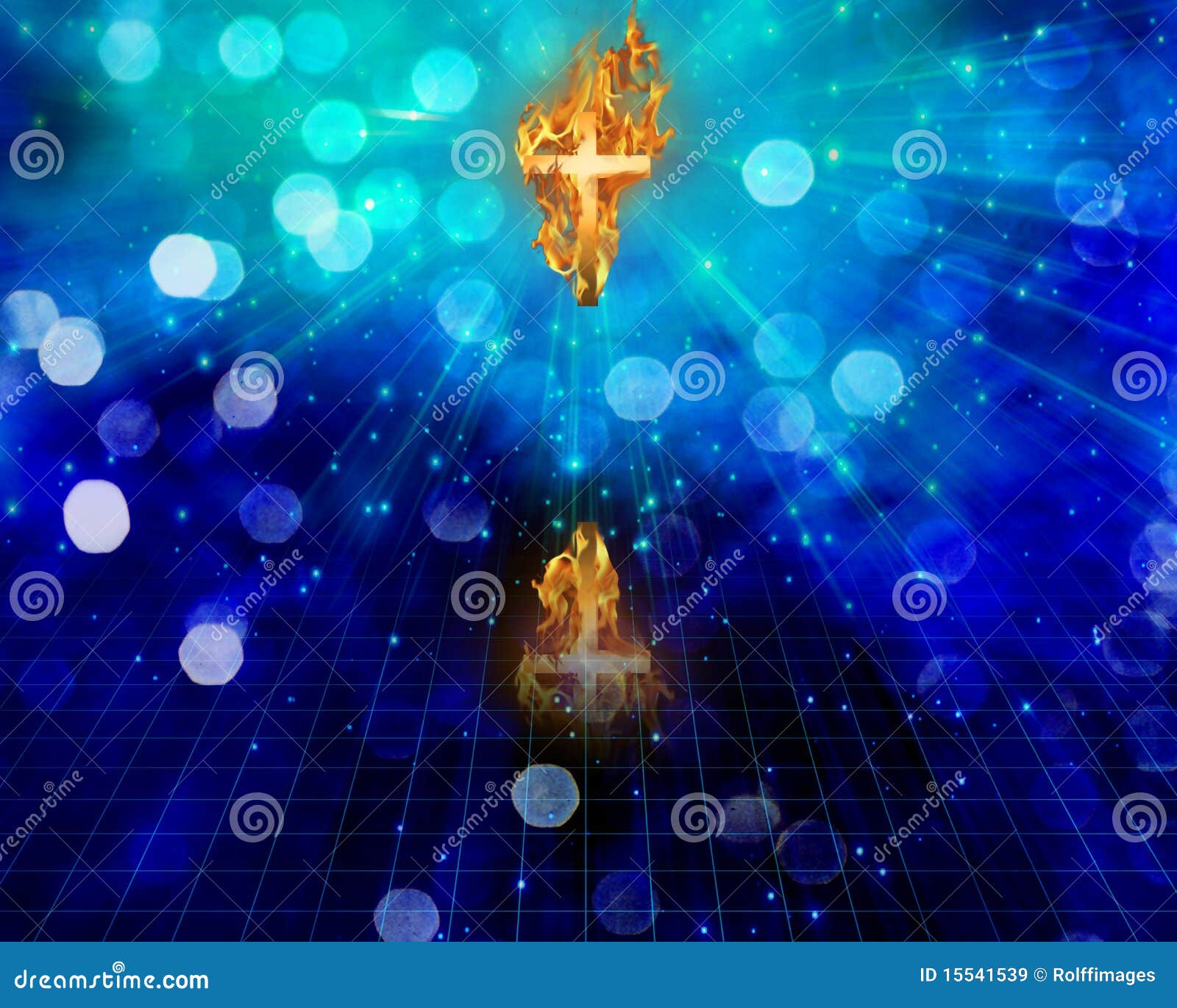 Cross in flames stock illustration. Illustration of christianity - 15541539