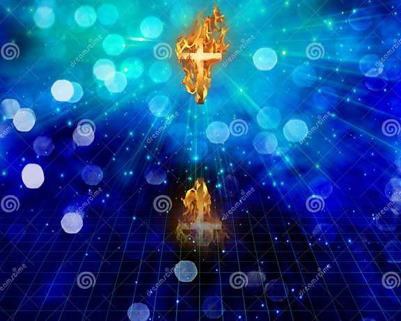 Cross in flames stock illustration. Illustration of christianity - 15541539
