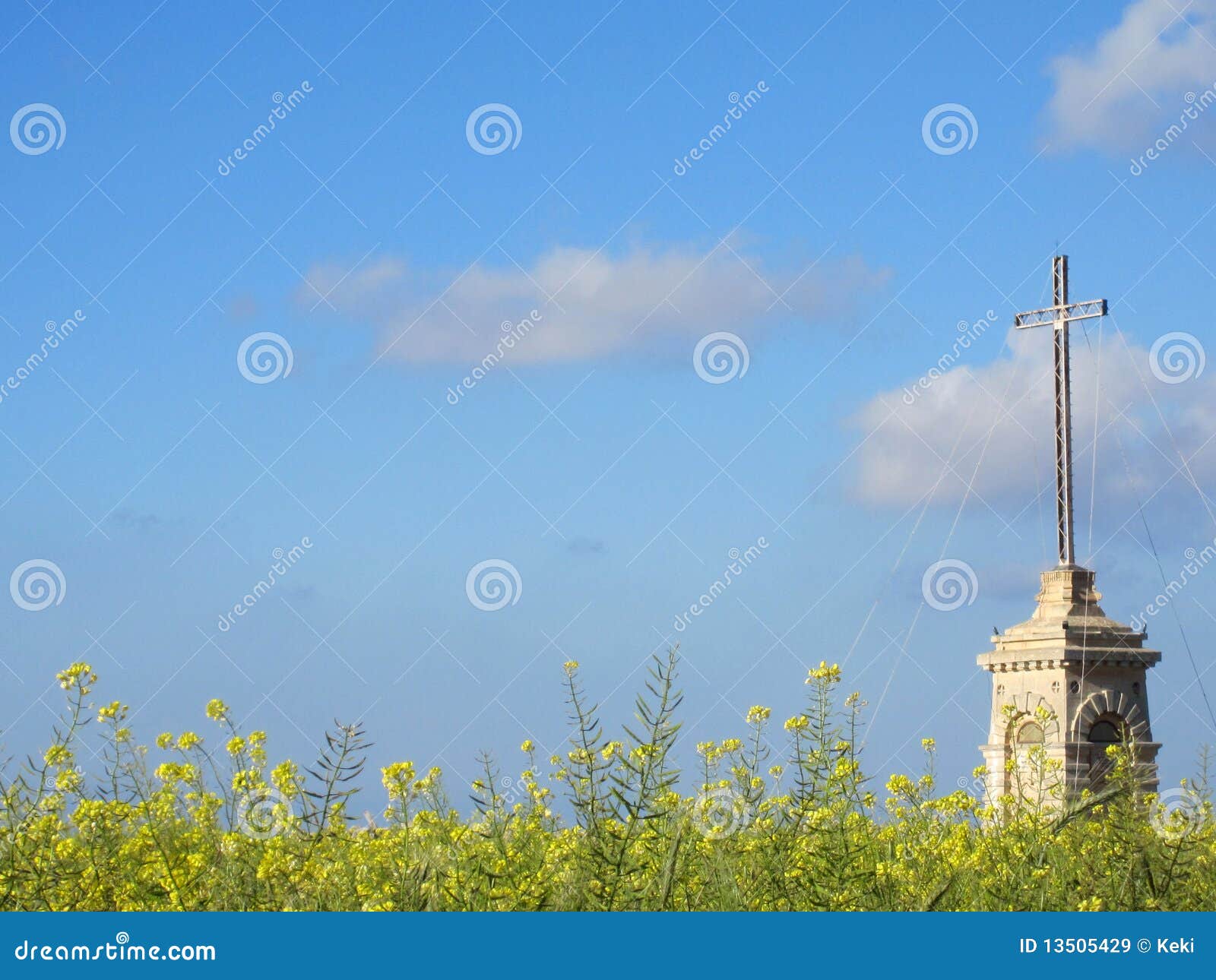 Cross in a flower field stock image. Image of bloom, blue - 13505429