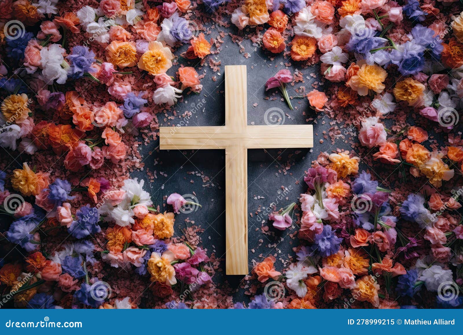 Cross and flowers stock illustration. Illustration of week - 278999215