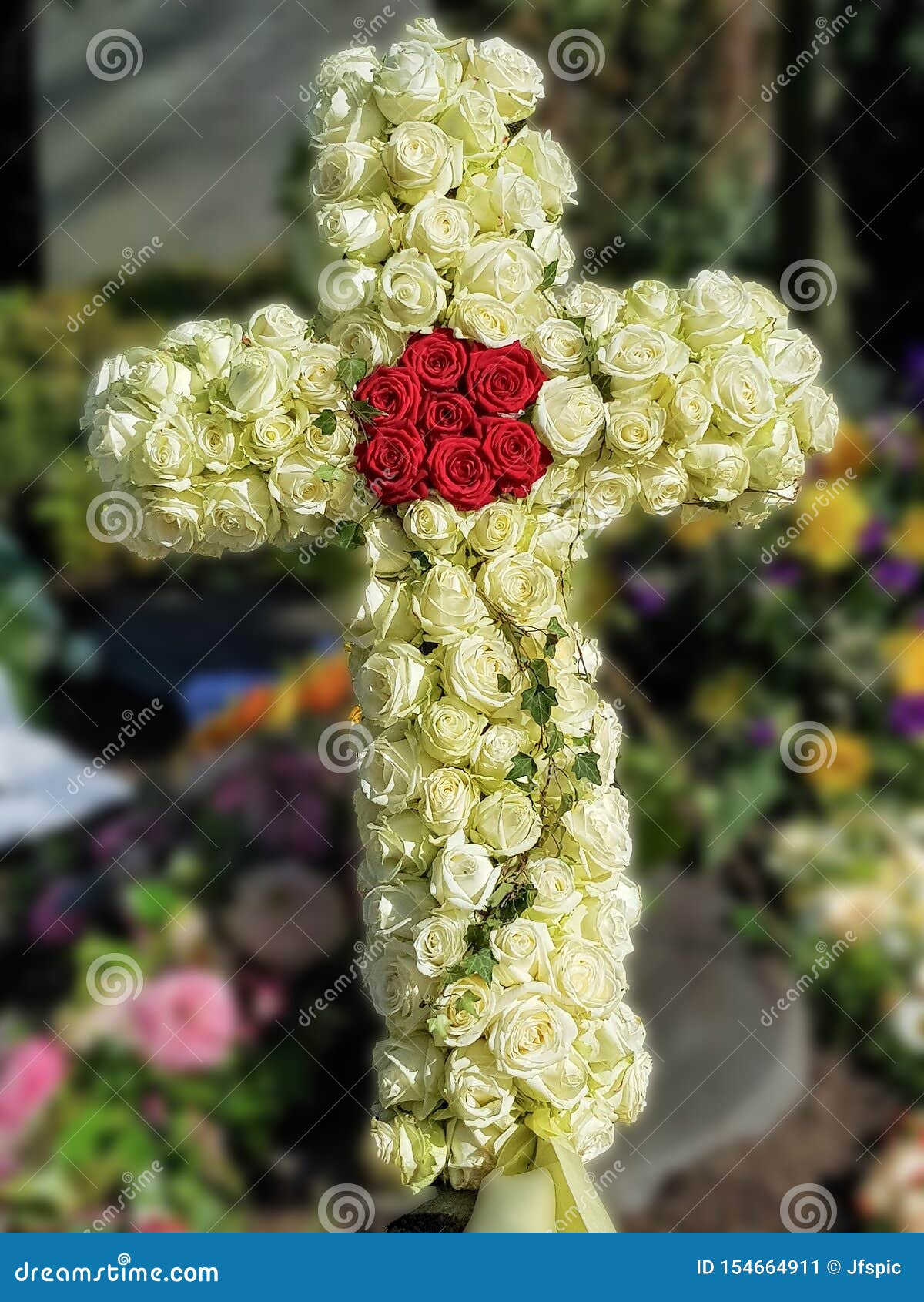 Cross made of flowers stock image. Image of carnation - 154664911