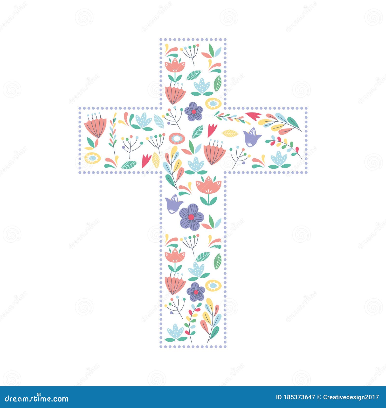 Cross with flowers. vector stock vector. Illustration of jesus - 185373647