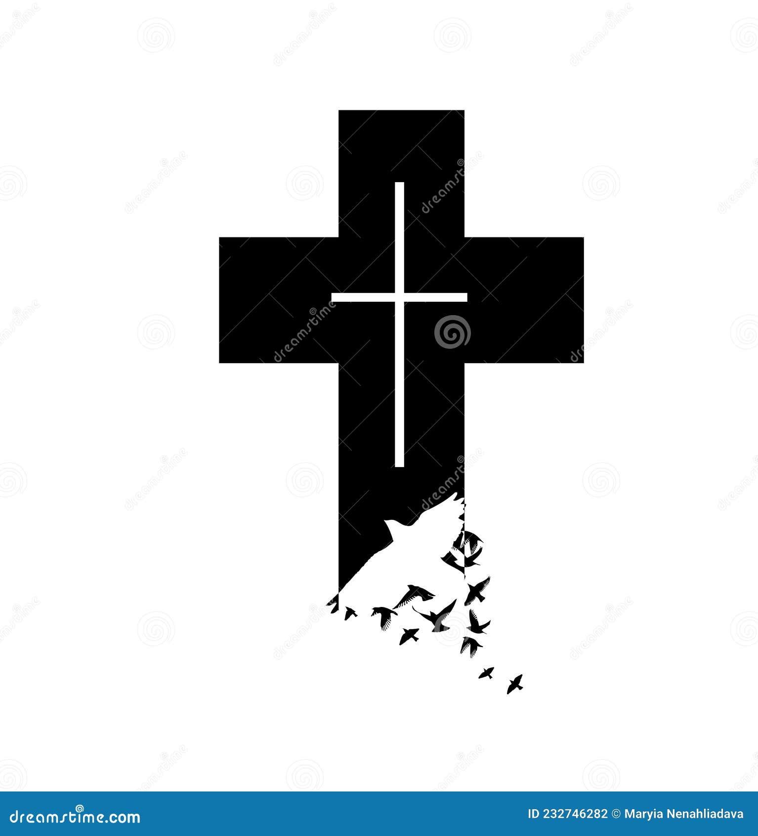 A Cross of Flying Birds. Vector Illustration Stock Vector ...