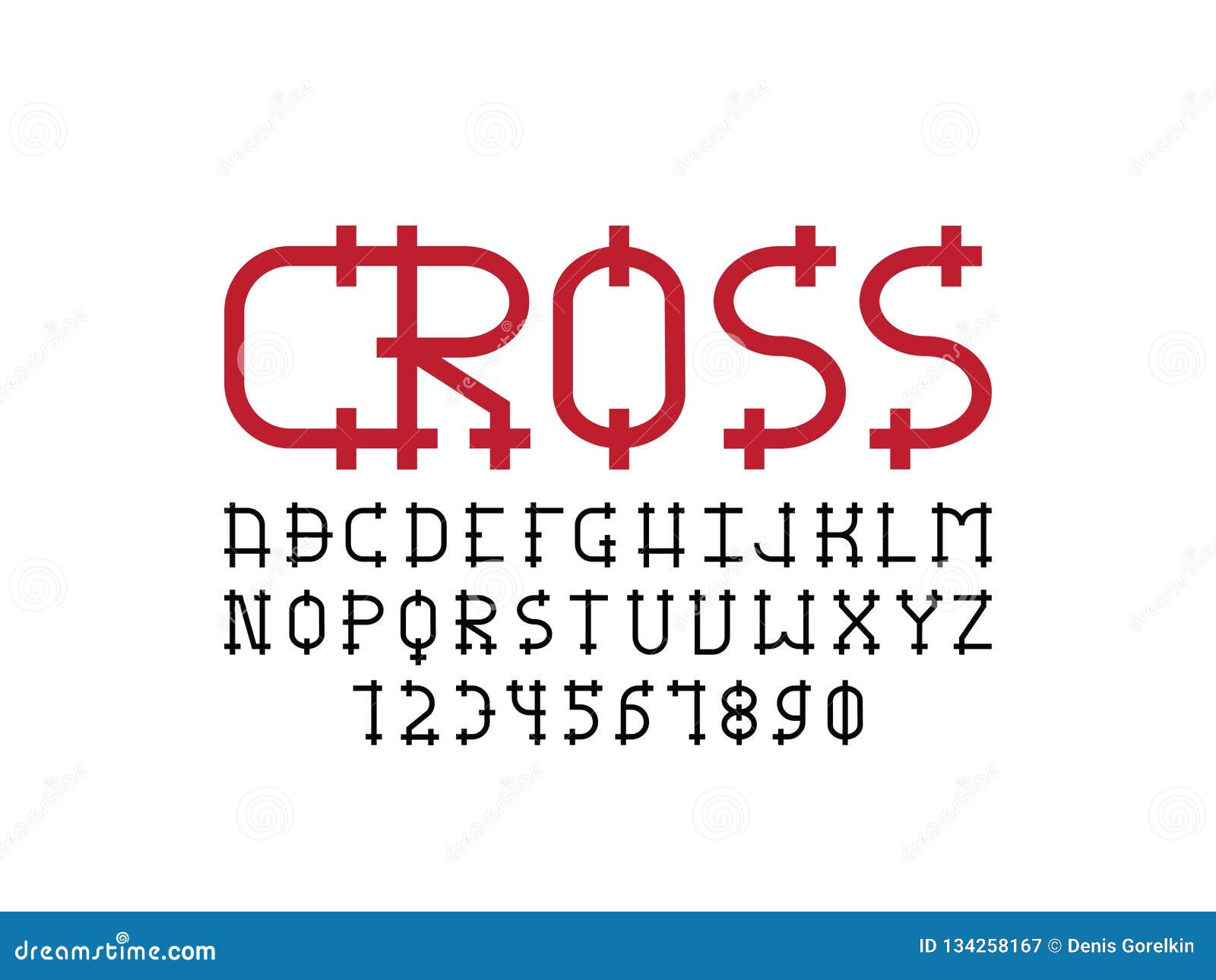 Cross Font. Vector Alphabet Stock Vector - Illustration of abstract ...