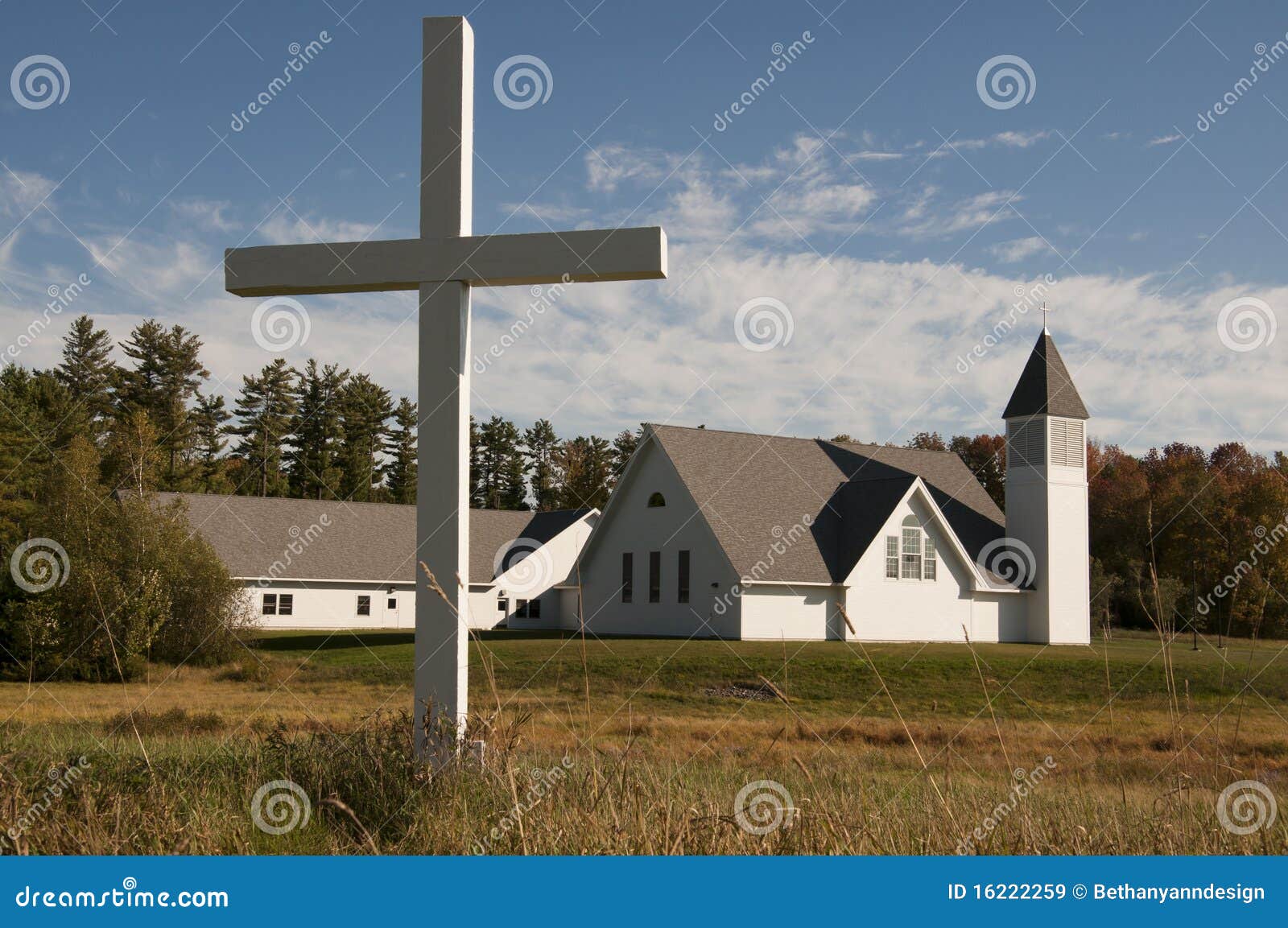 Cross in Front of Church stock image. Image of cross - 16222259