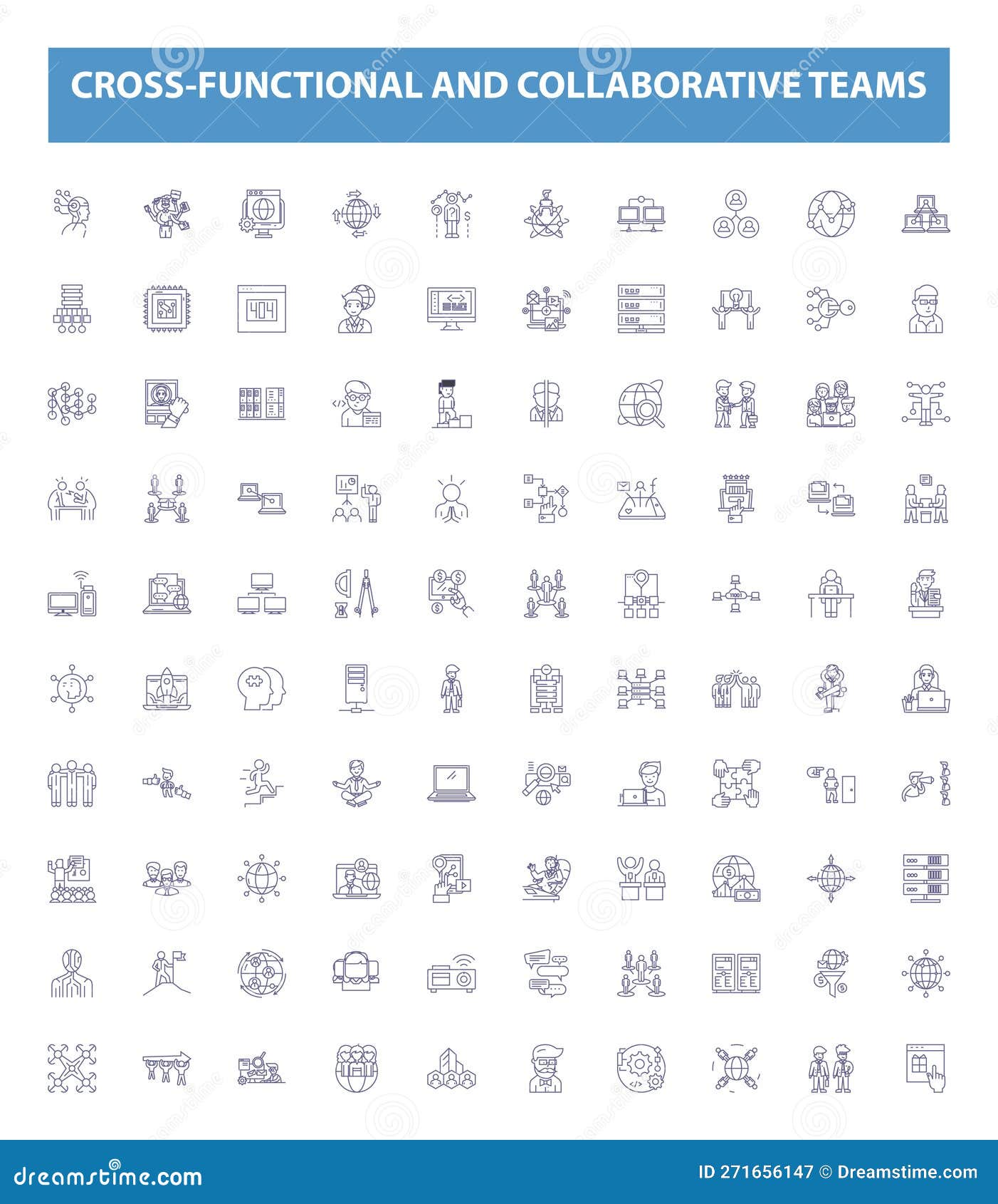 Cross-functional and Collaborative Teams Line Icons, Signs Set ...