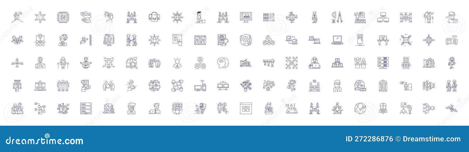 Cross-functional and Collaborative Teams Line Icons Signs Set. Design ...