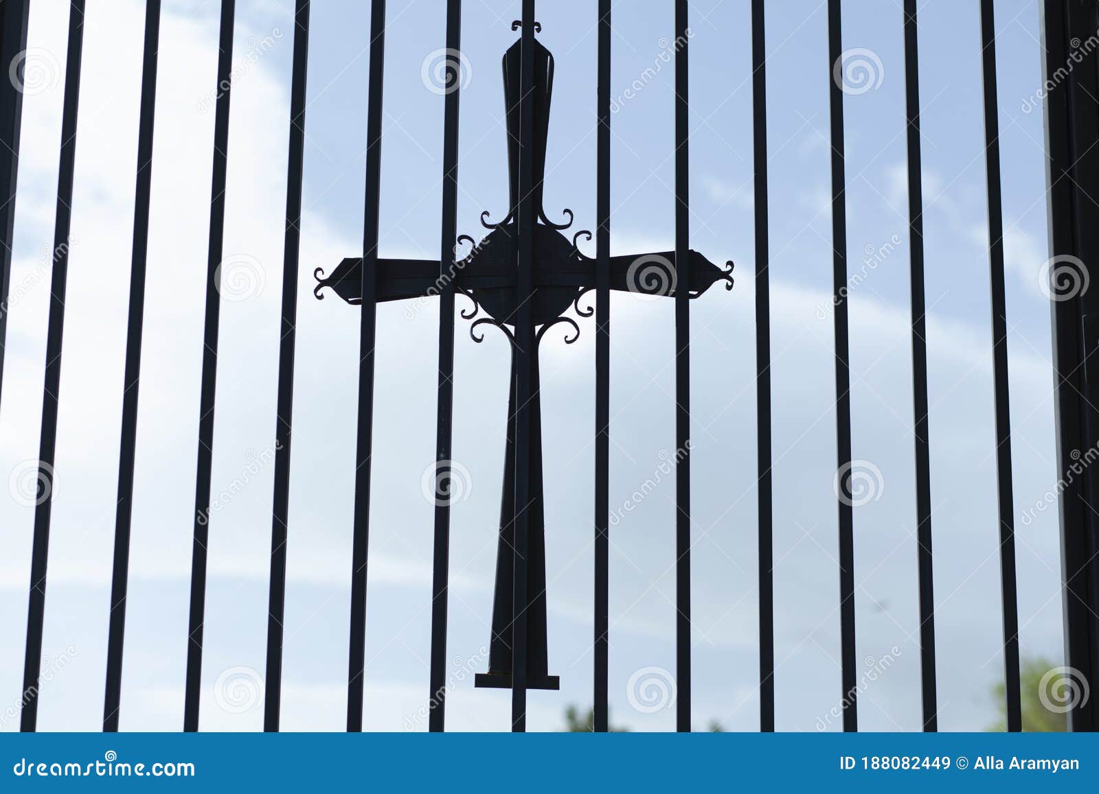 Cross in the gate stock image. Image of landmark, cemetery - 188082449