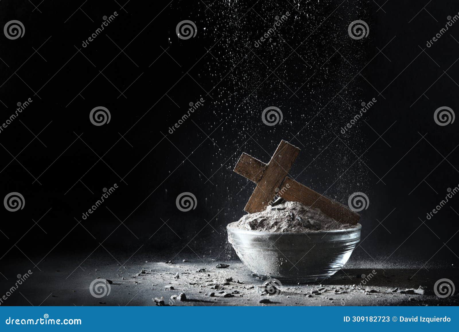 Ashes Falling on Fly with Christian Cross and Dark Background Stock ...