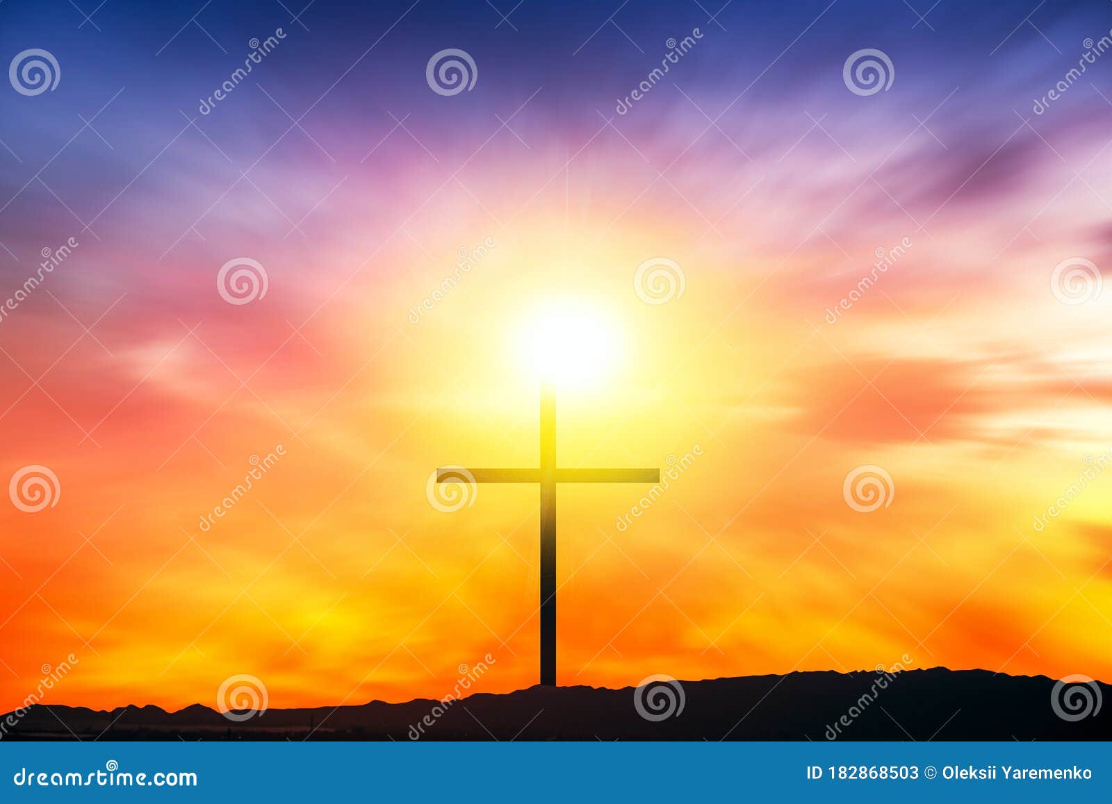 The Cross of God in the Rays of the Sun. Stock Image - Image of dusk ...