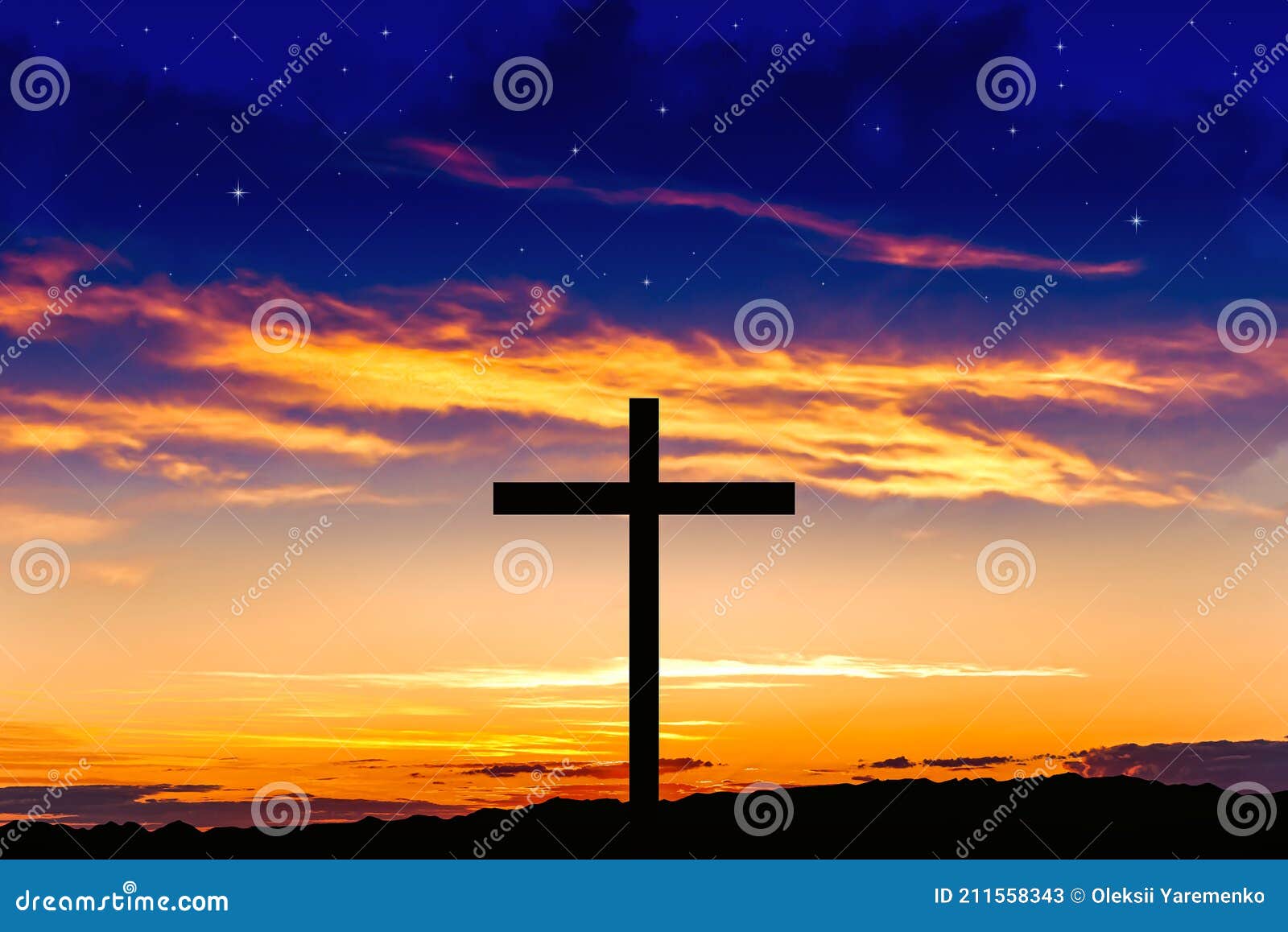 The Cross of God in the Rays of the Sun. Stock Image - Image of holy ...