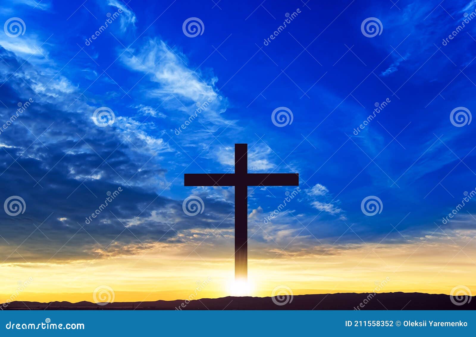 The Cross of God in the Rays of the Sun. Stock Photo - Image of holy ...