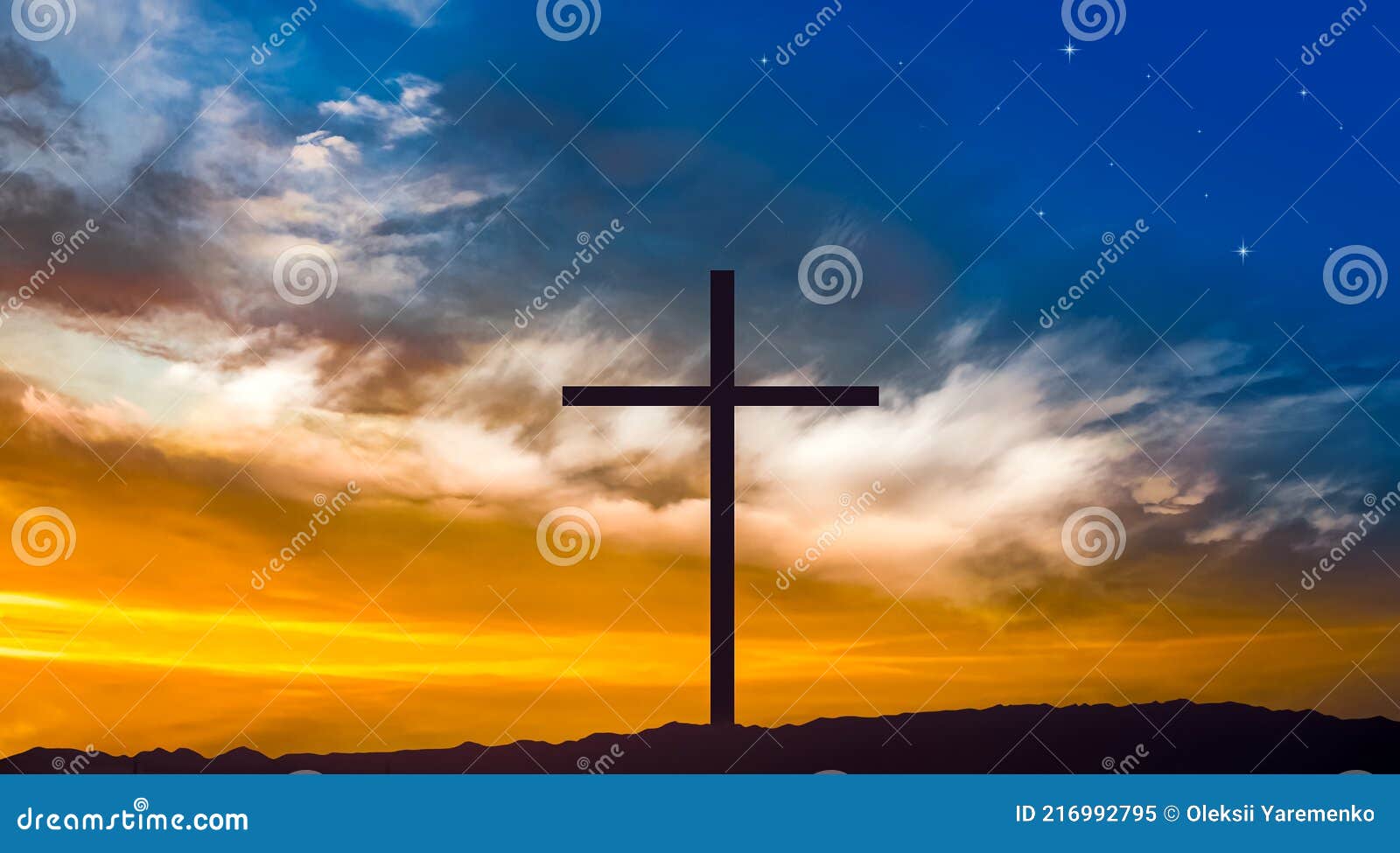 The Cross of God in the Rays of the Sun. Stock Image - Image of church ...