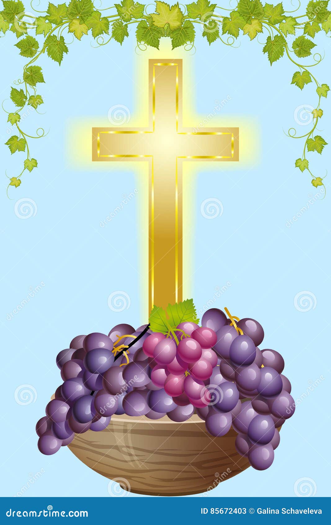 Cross And Grape Vine, Grape, , Easter . Symbol Of Christianity Hand ...