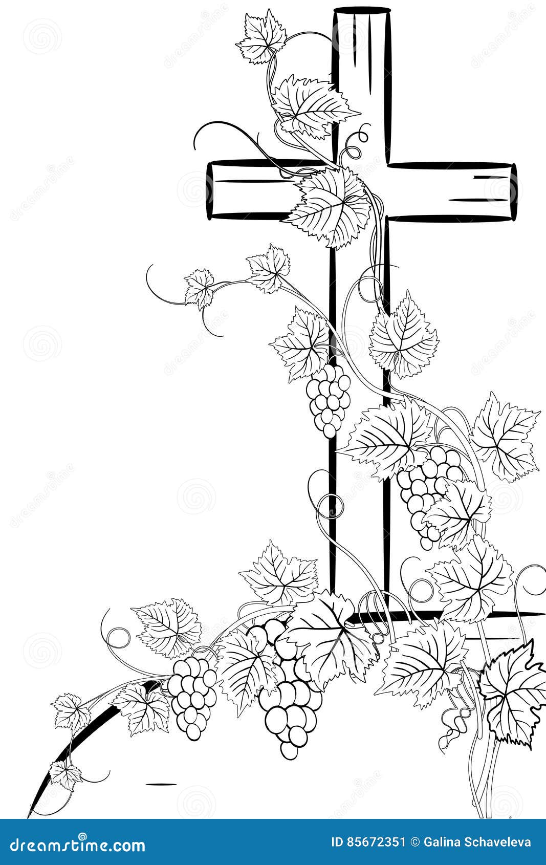 Cross And Grape Vine, Grape, , Easter . Symbol Of Christianity Hand ...