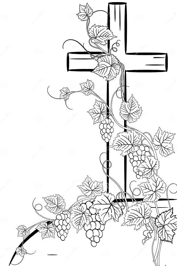 Cross and grape 2 stock vector. Illustration of church - 85672351