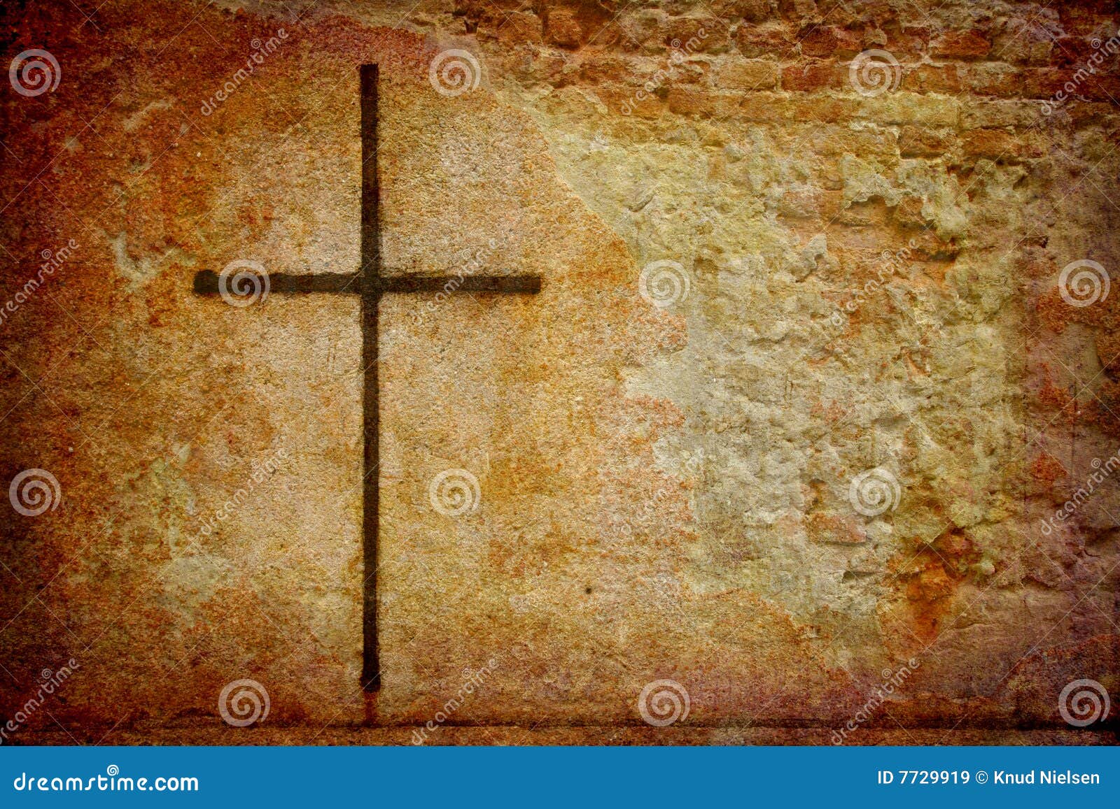 Cross on grunge wall stock image. Image of symbol, belief - 7729919